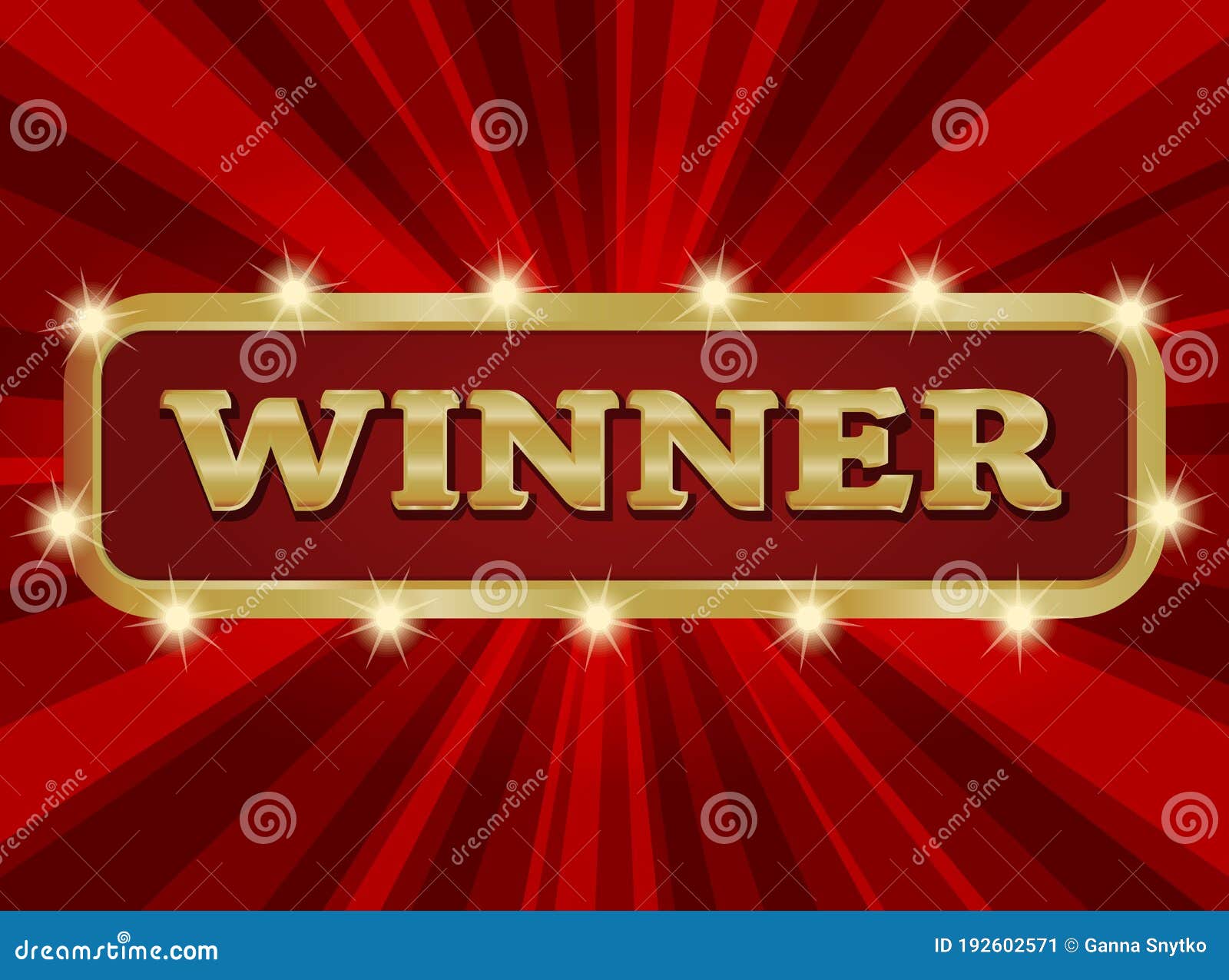 Winner Retro Signpost with Lights Frame on Red Background. Winner ...