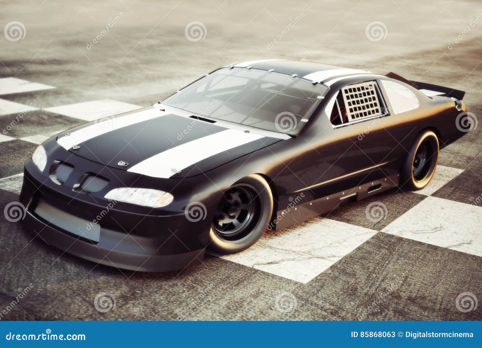 Winner S Circle, Race Car Posed at the Checkered Finish Line. Stock ...
