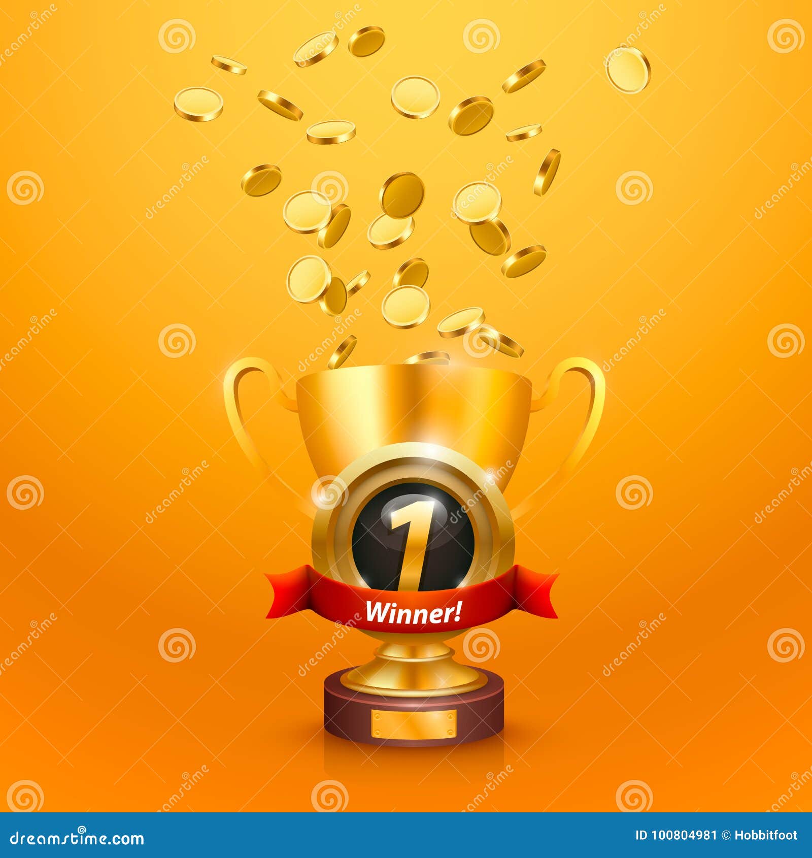 Winner`s Cup Number One with a Win. Vector Illustration Stock Vector ...