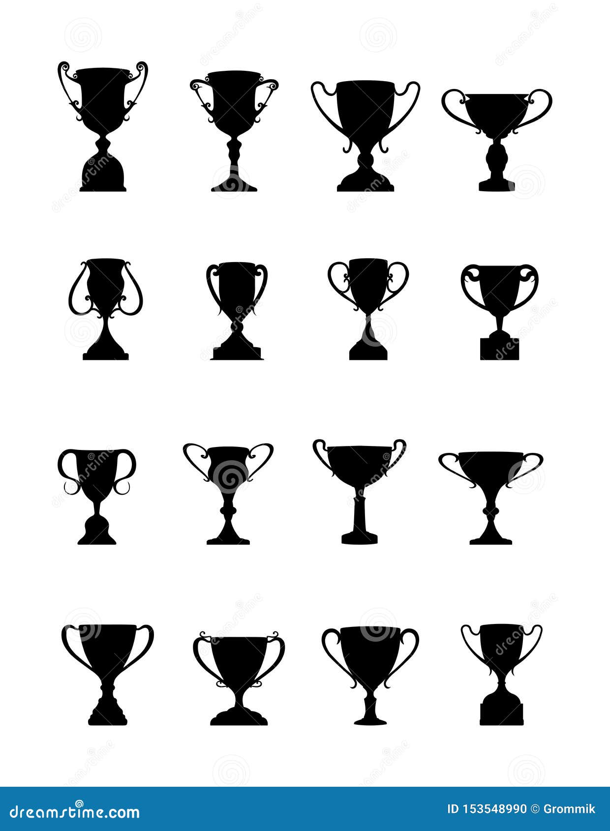 Winner`s Cup. Set of Cups of Different Shapes and Configurations Stock ...
