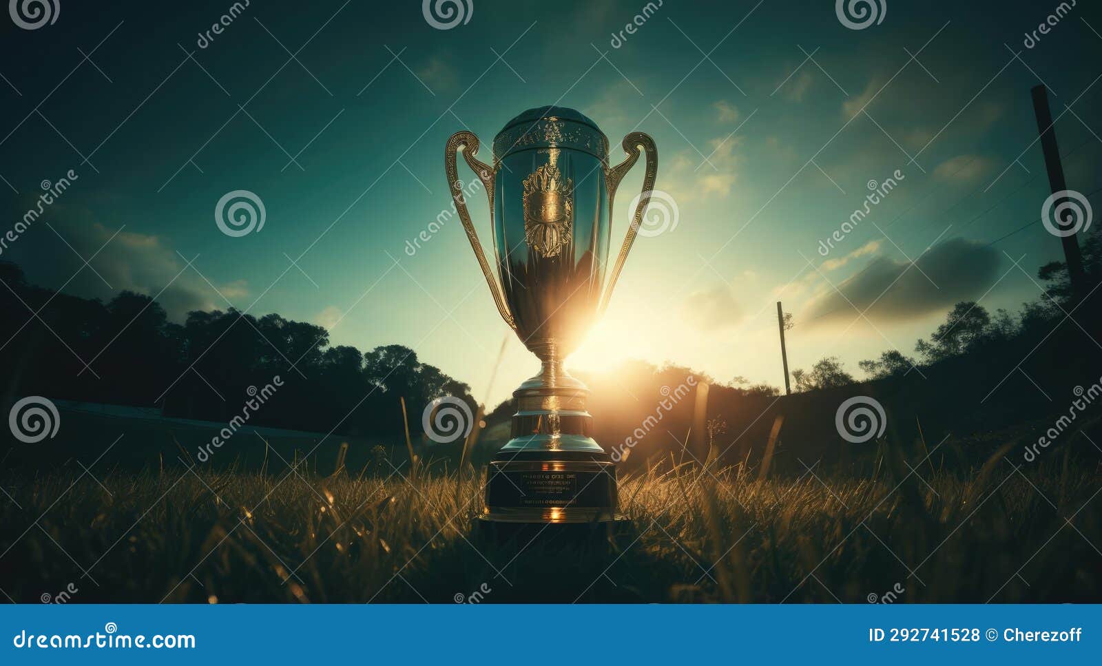 The Winner S Cup Stands in the Grass Stock Photo - Image of soccer ...