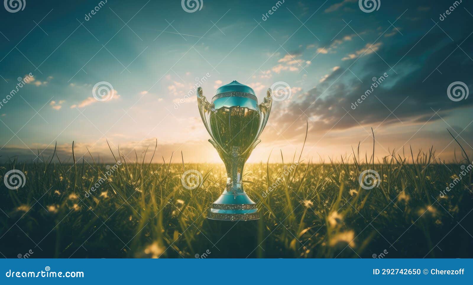 The Winner S Cup Stands in the Grass Stock Photo - Image of celebration ...