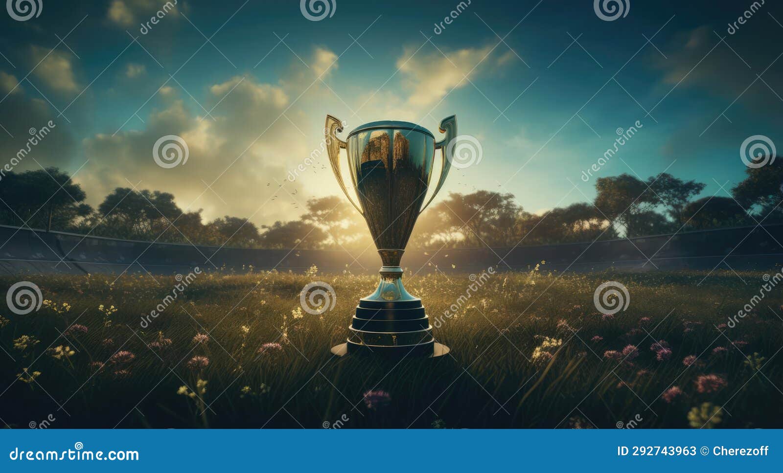 The Winner S Cup Stands in the Grass Stock Image - Image of victory ...