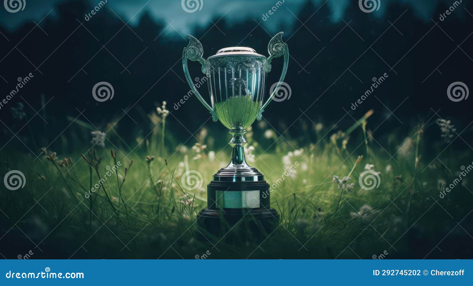 The Winner S Cup Stands in the Grass Stock Photo - Image of background ...