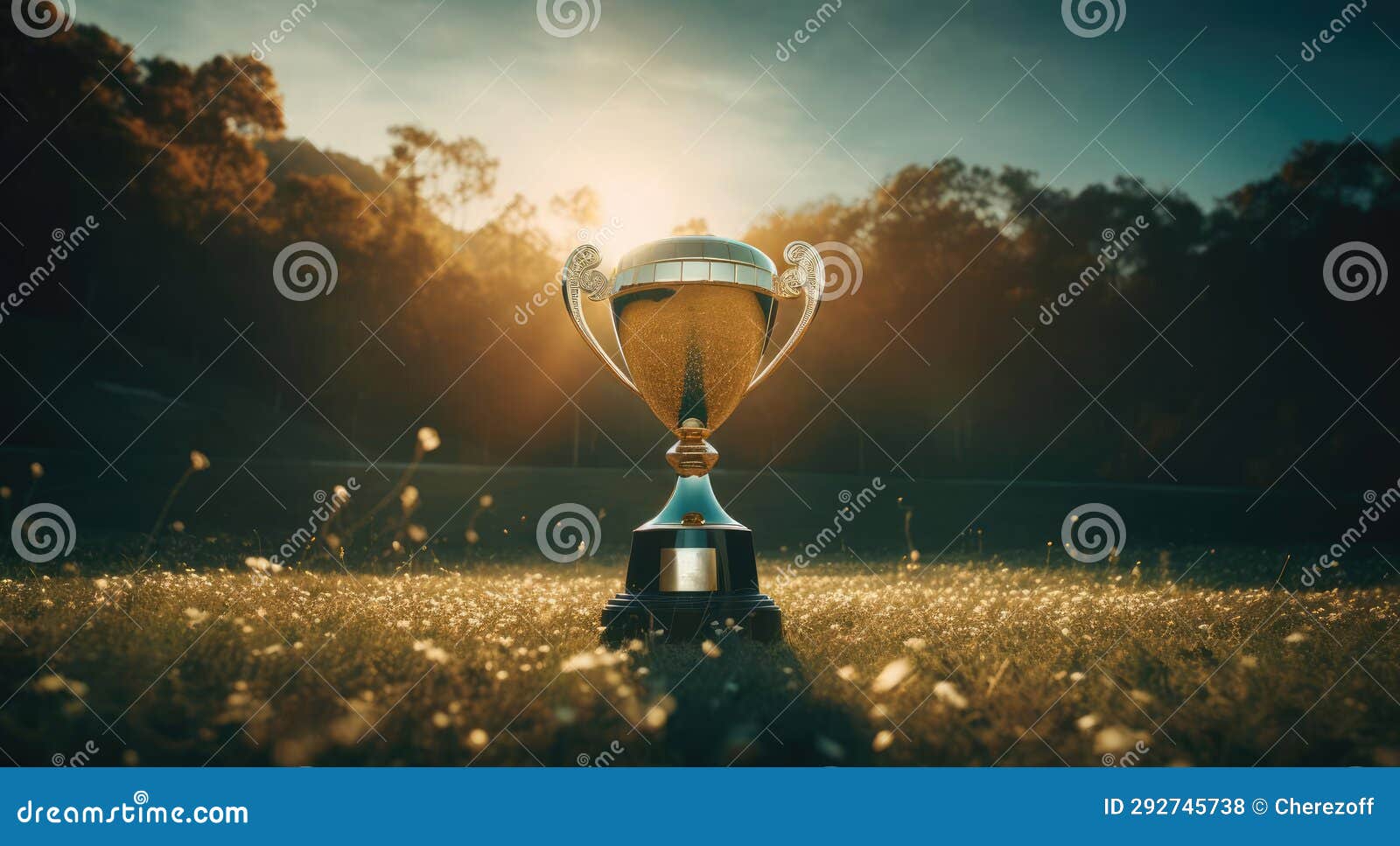 The Winner S Cup Stands in the Grass Stock Photo - Image of symbol ...