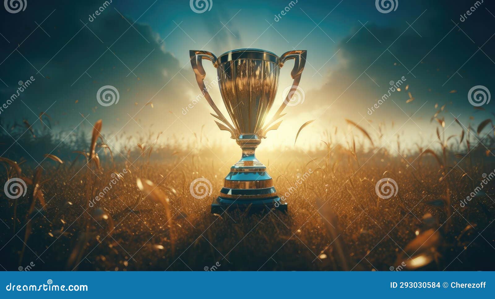 The Winner S Cup Stands in the Grass Stock Photo - Image of ball, play ...