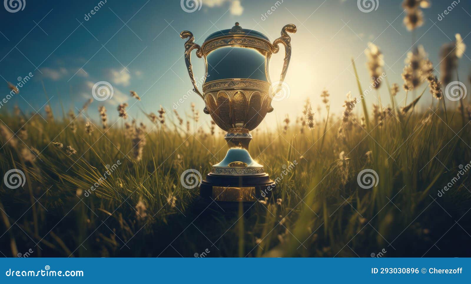The Winner S Cup Stands in the Grass Stock Photo - Image of winner ...