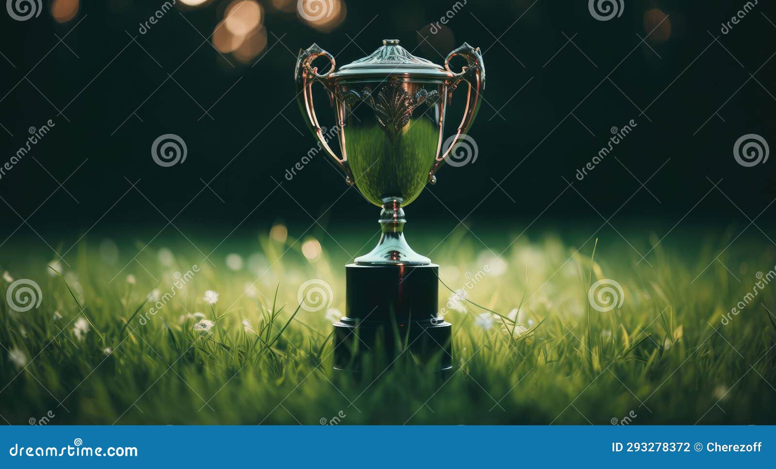 The Winner S Cup Stands in the Grass Stock Photo - Image of goal ...