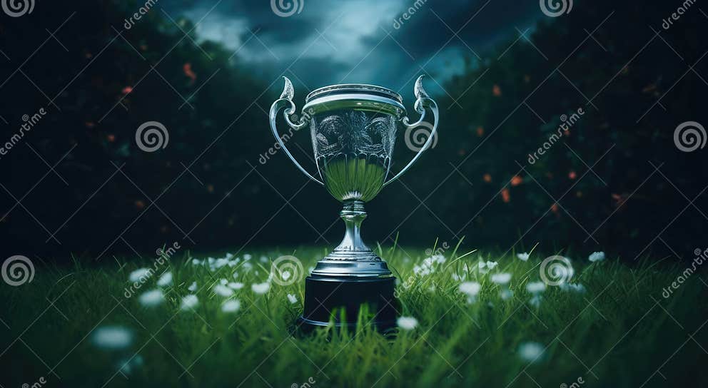 The Winner S Cup Stands in the Grass Stock Image - Image of champion ...