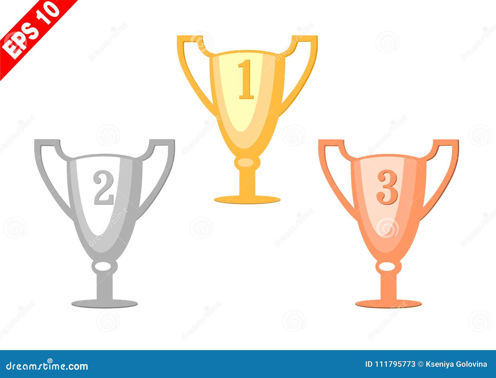 Winner`s Cups for First, Second and Third Place Stock Vector ...