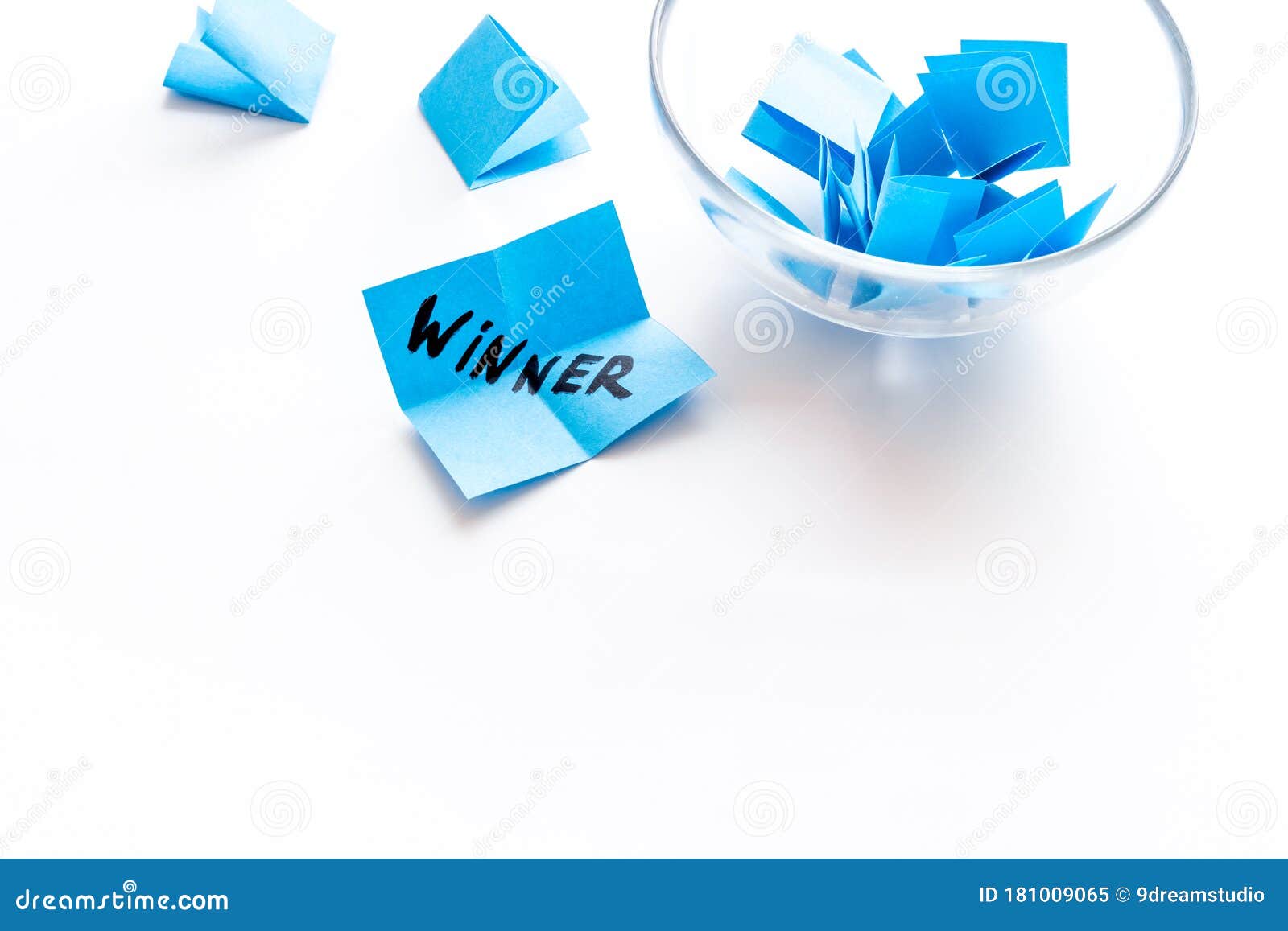 Winner Selection. Paper Pieces for Lottery in Vase on White Background ...