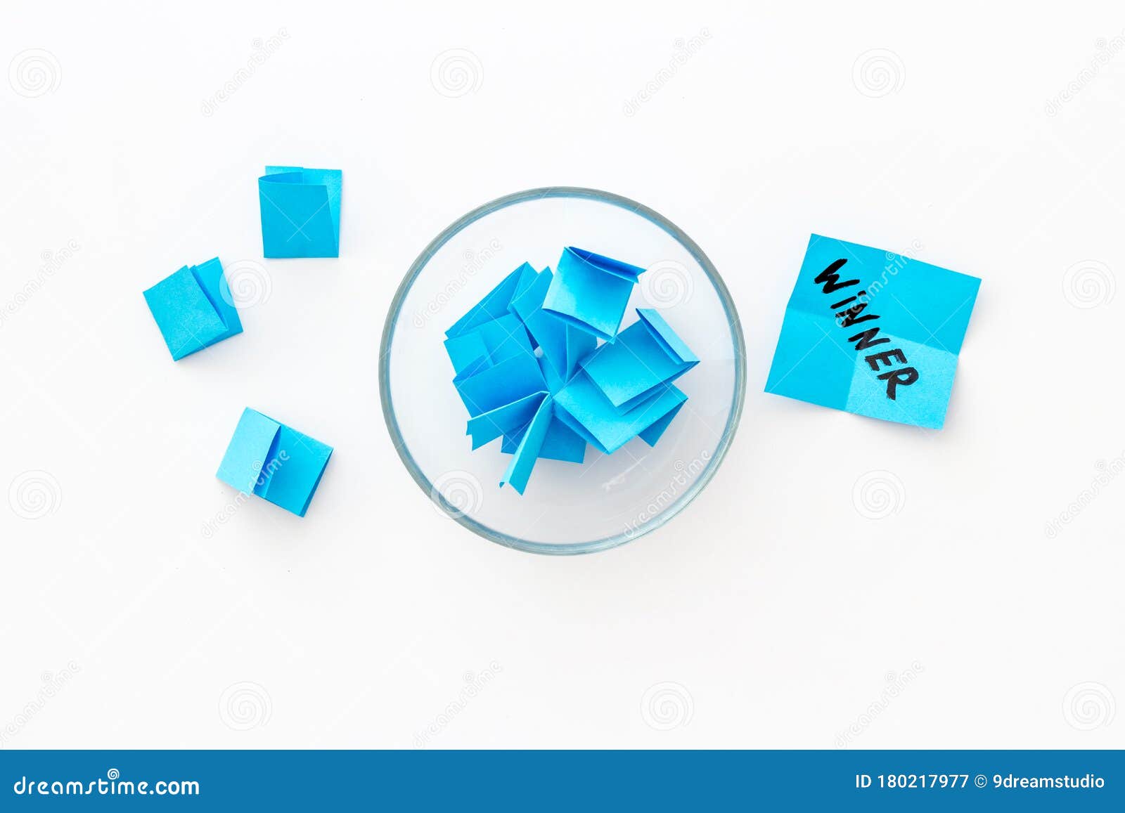 Winner Selection. Paper Pieces for Lottery in Vase on White Table from ...