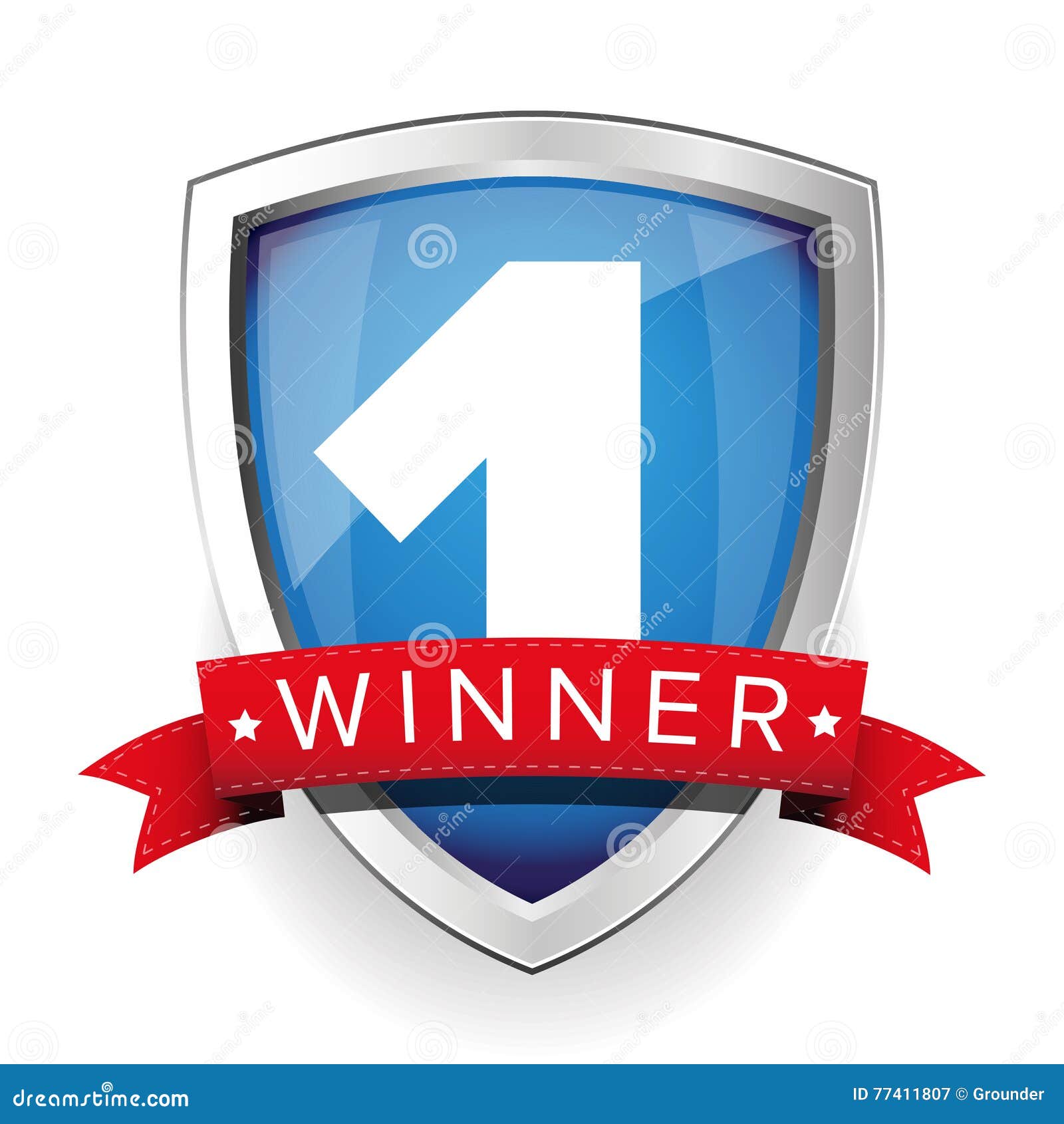 Winner Shield with Red Ribbon Stock Vector - Illustration of blank ...