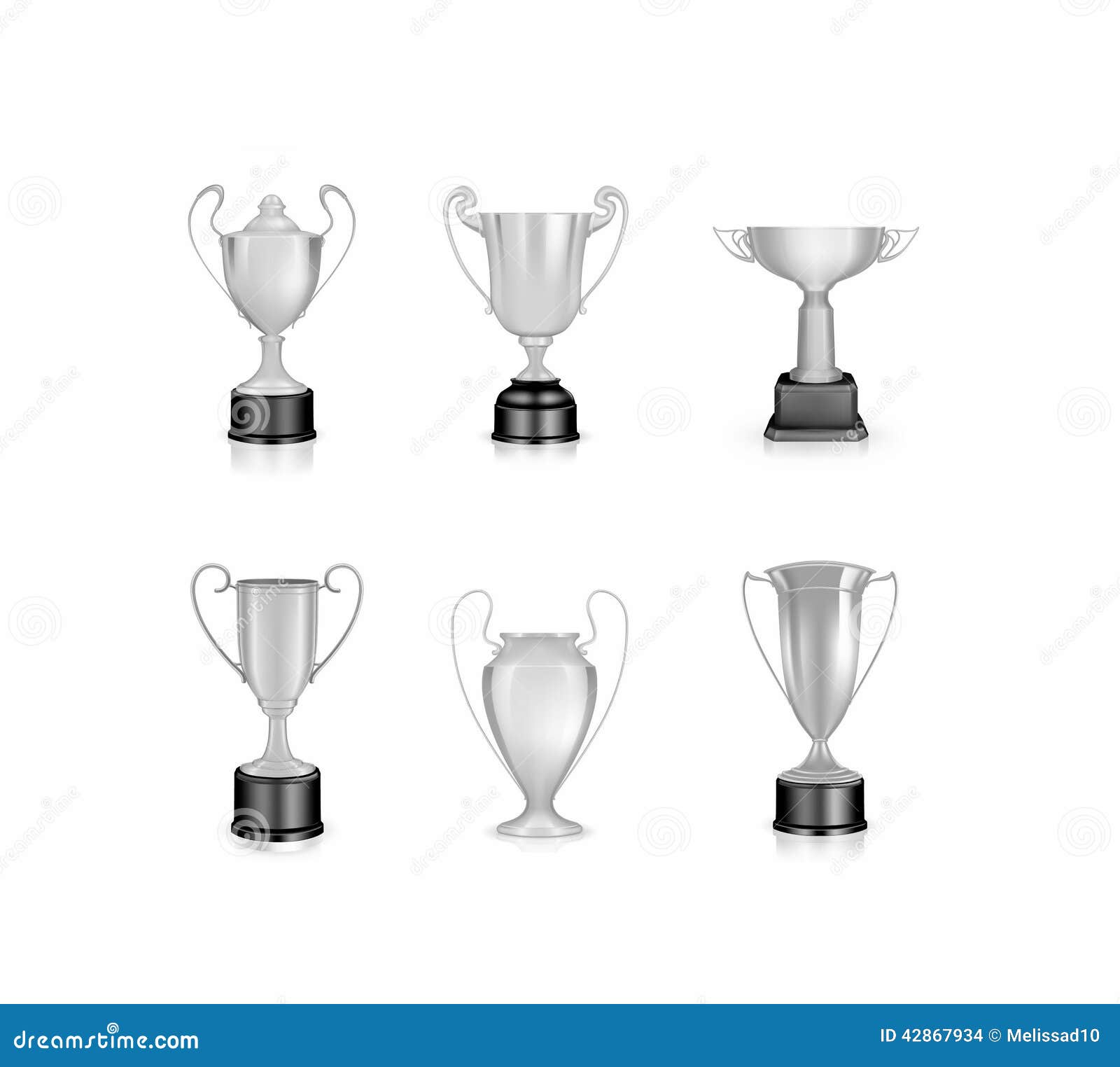 Winner silver cups set stock illustration. Illustration of idea - 42867934