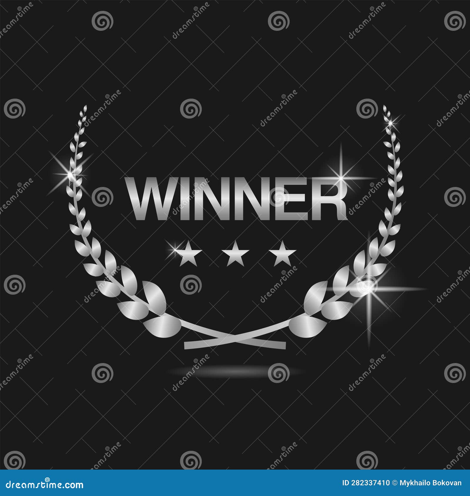 Winner Silver Laurel Wreath Symbol Stock Vector - Illustration of ...