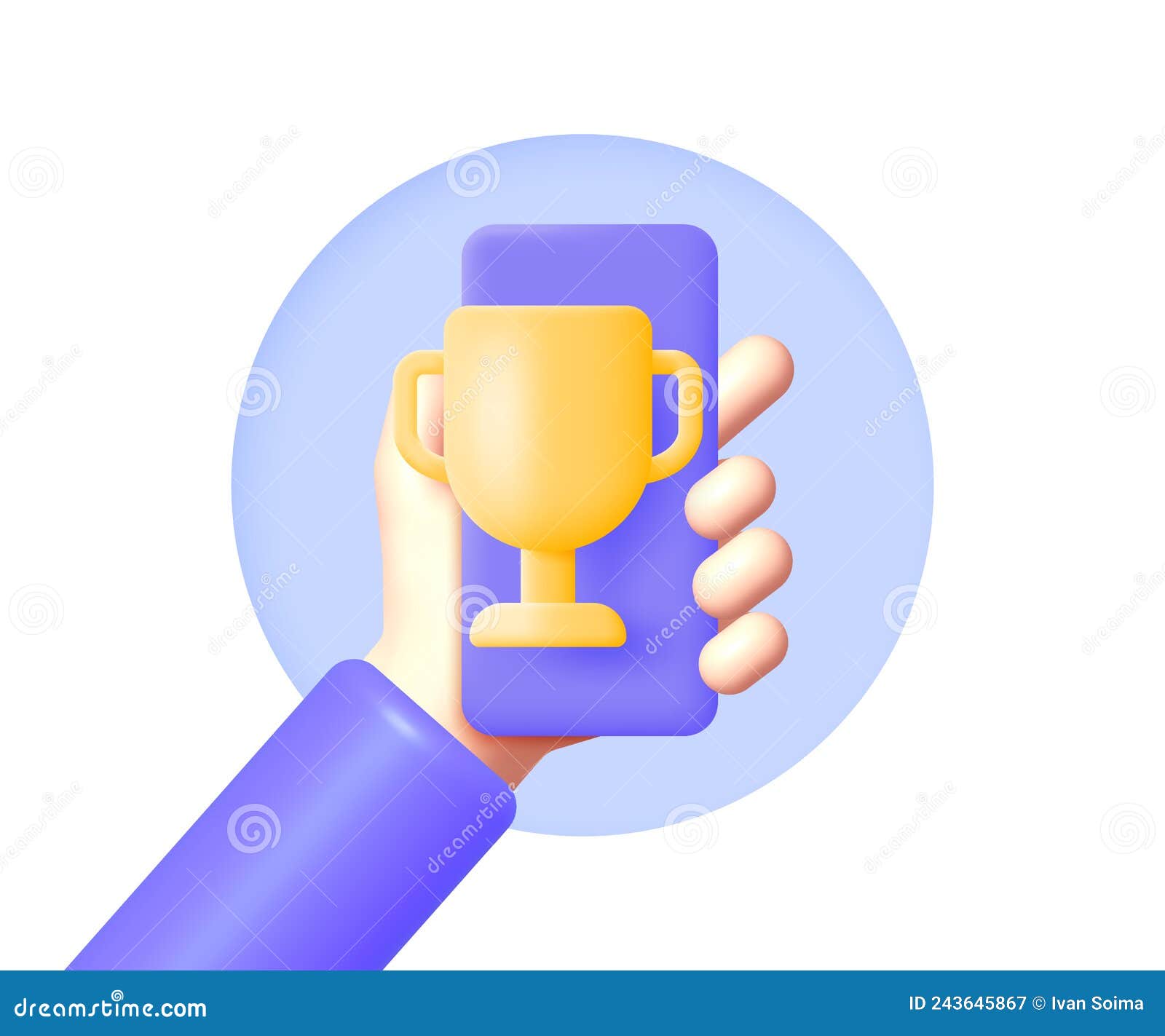 Winner Smartphone in 3d Style. Using Telephone. Modern Mockup for ...