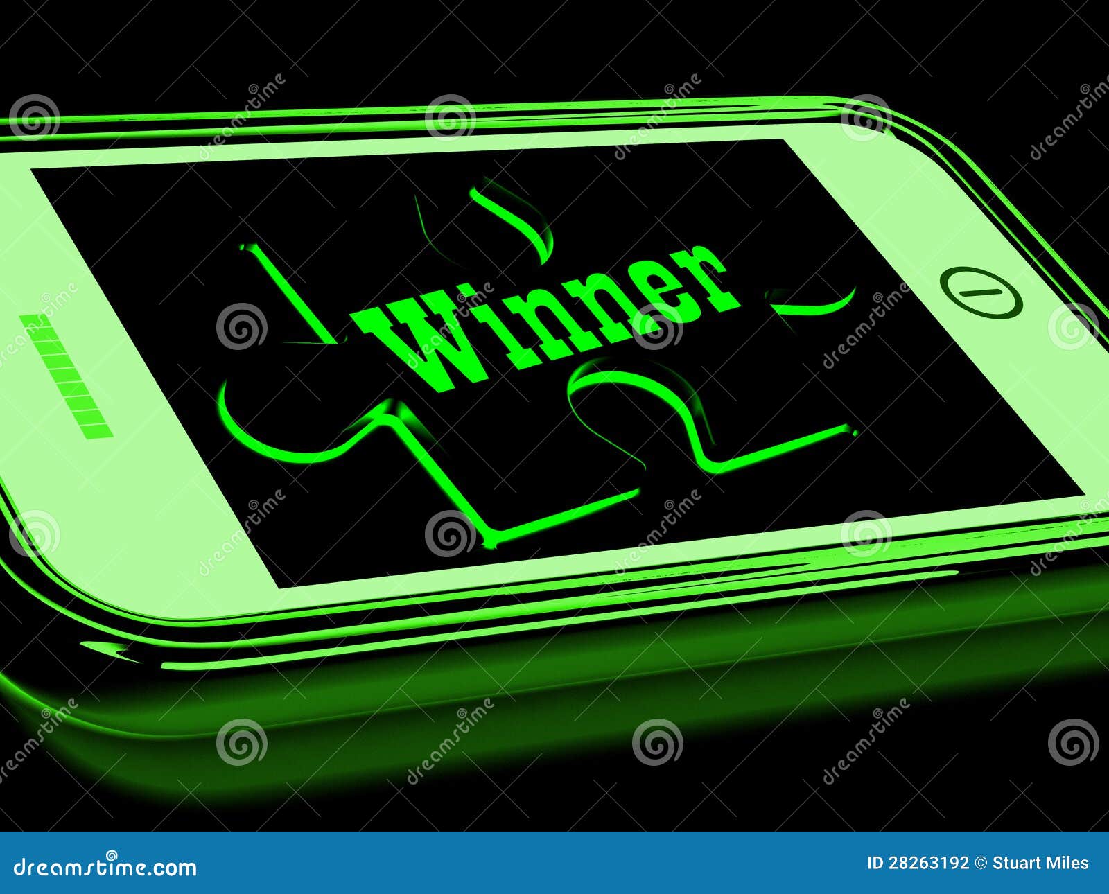 Winner on Smartphone Shows Victorious Participant Stock Illustration ...