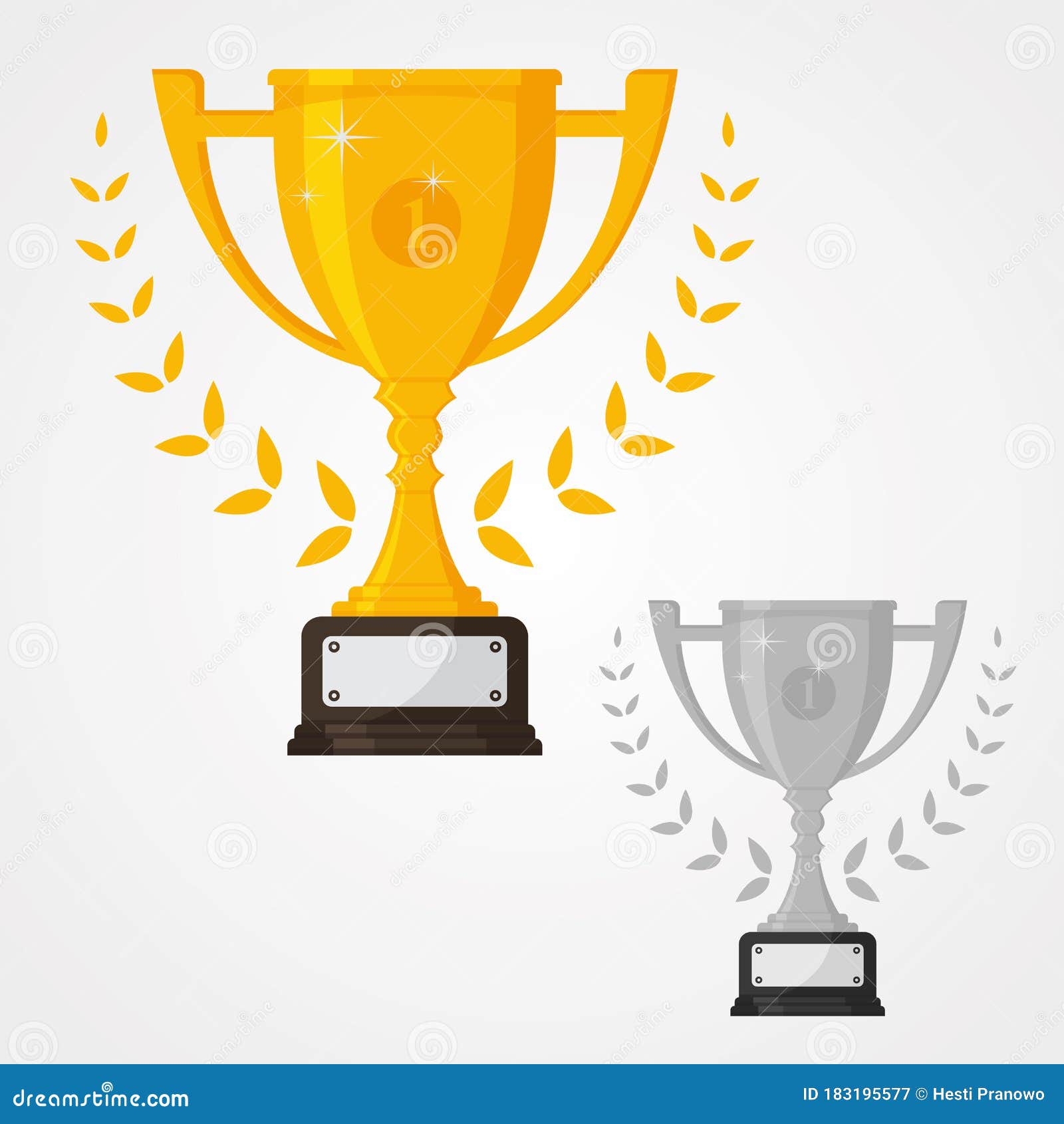 Winner Solid Trophy Icon with Number One and Different Color Stock ...