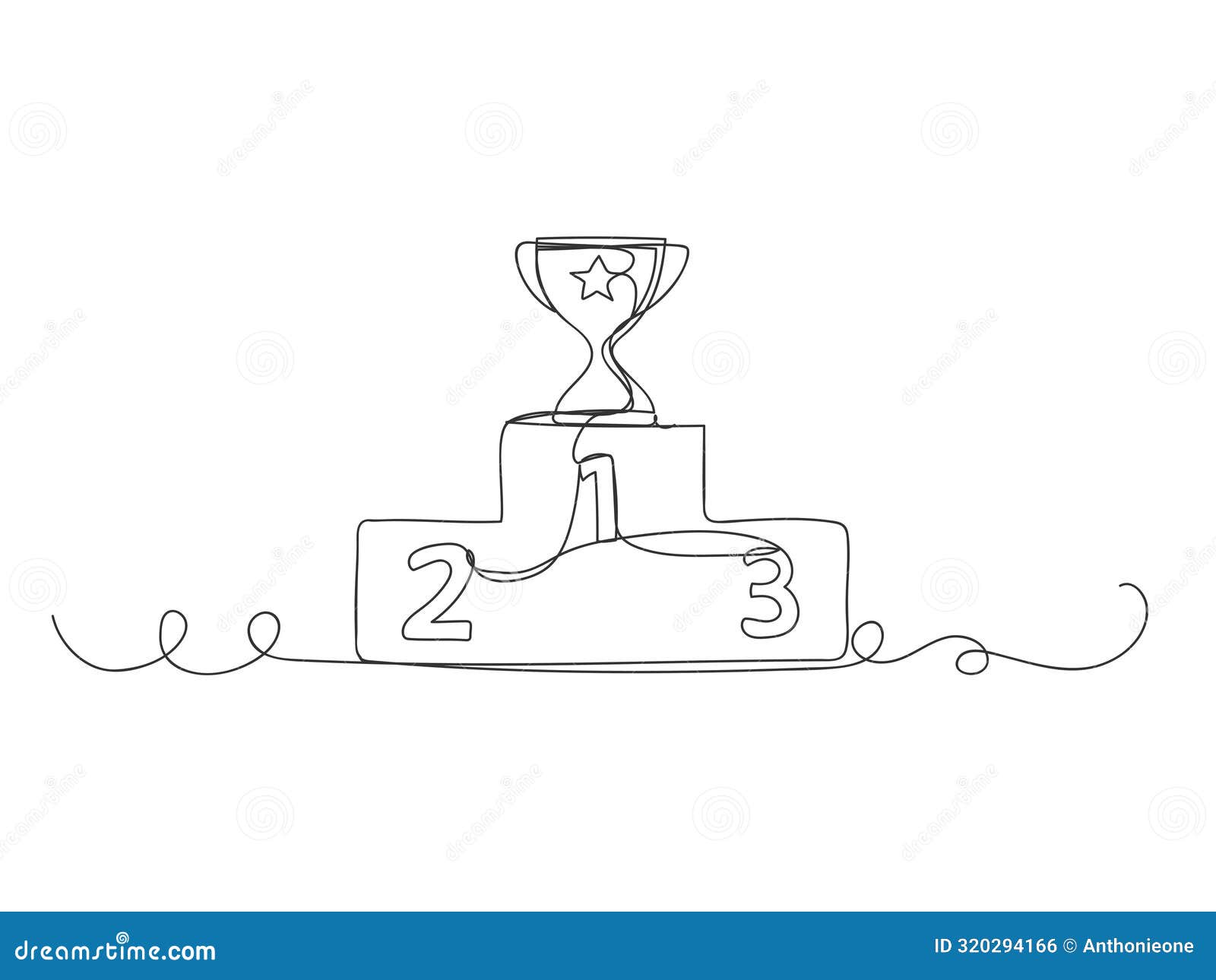 Winner Stage Podium Continuous One Line Art Isolated Vector ...
