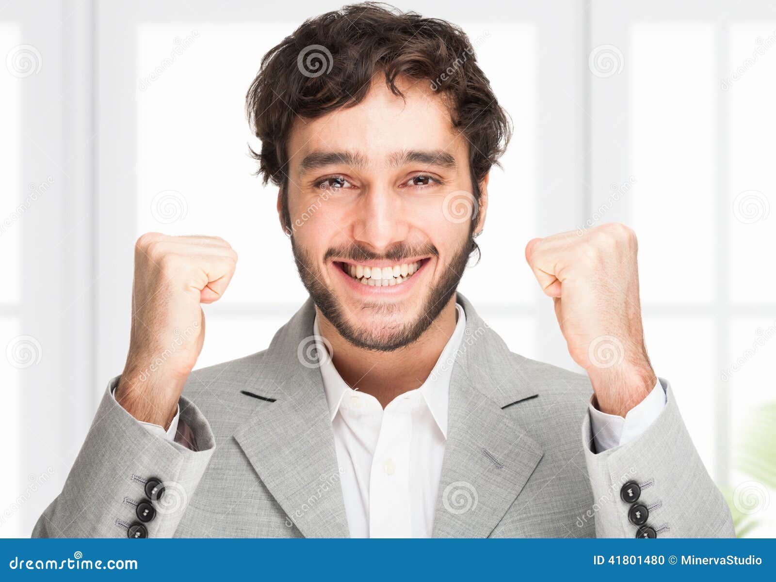 Winner: Successful Young Business Man Stock Photo - Image of victory ...