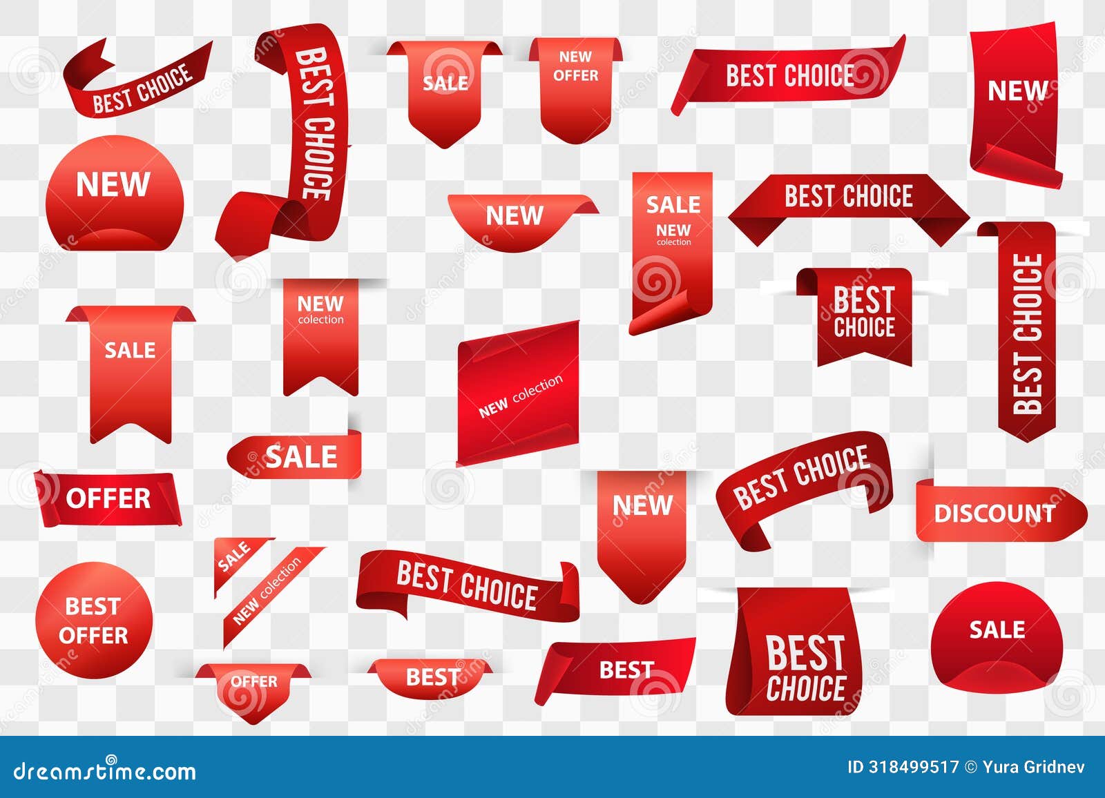 Winner Tags or Labels Isolated. Red Scroll Banners. Vector Illustration ...