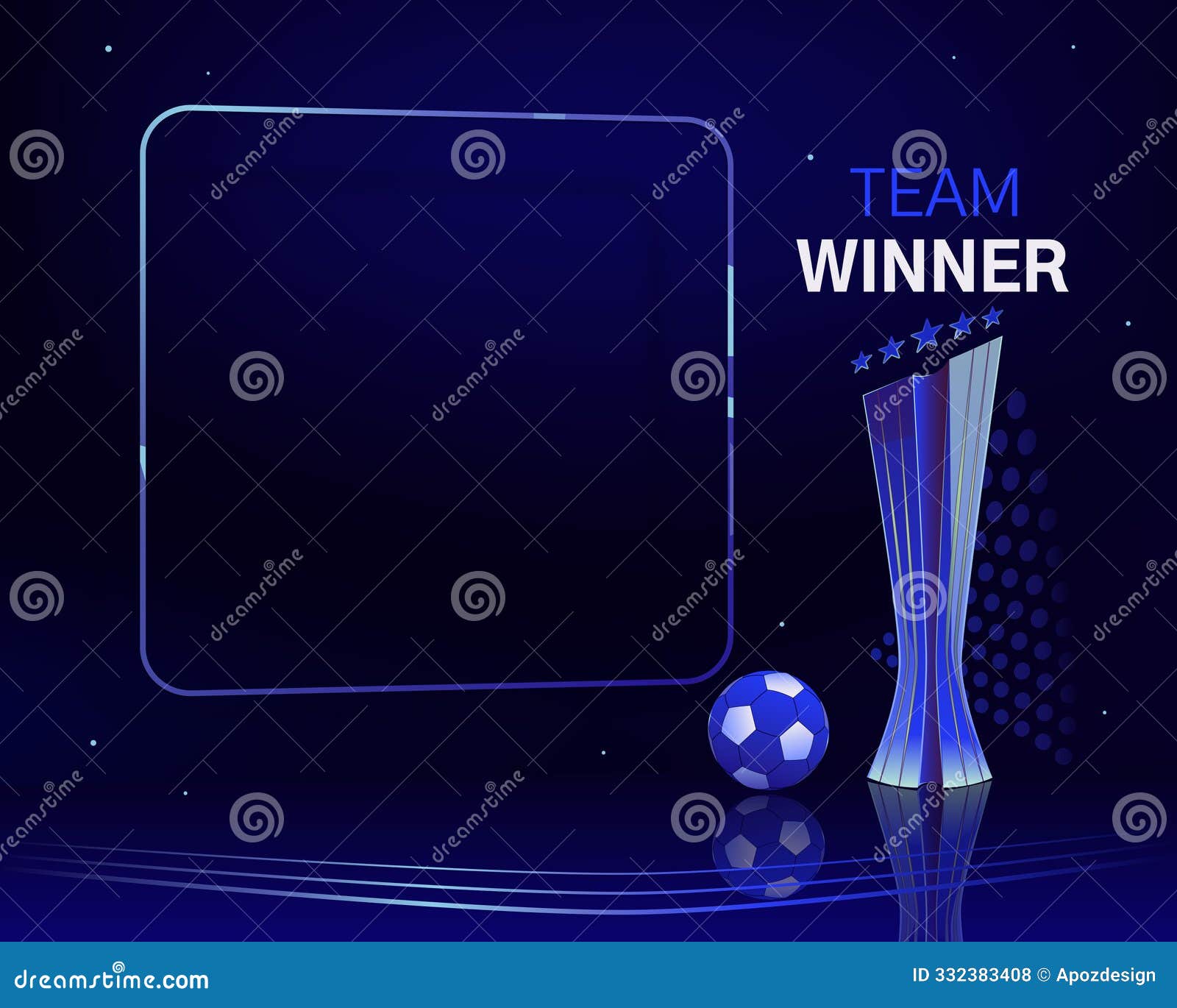 Winner Team, Competition Cup, Award, Trophy. Soccer Ball, Vector Frame ...