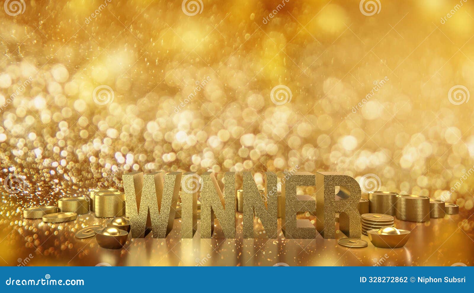 The Winner Text on Gold Background 3d Rendering Stock Illustration ...