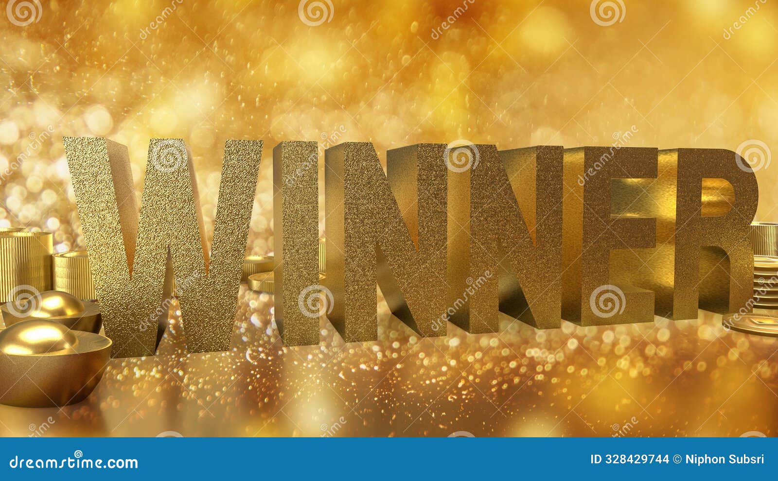 The Winner Text on Gold Background 3d Rendering Stock Illustration ...