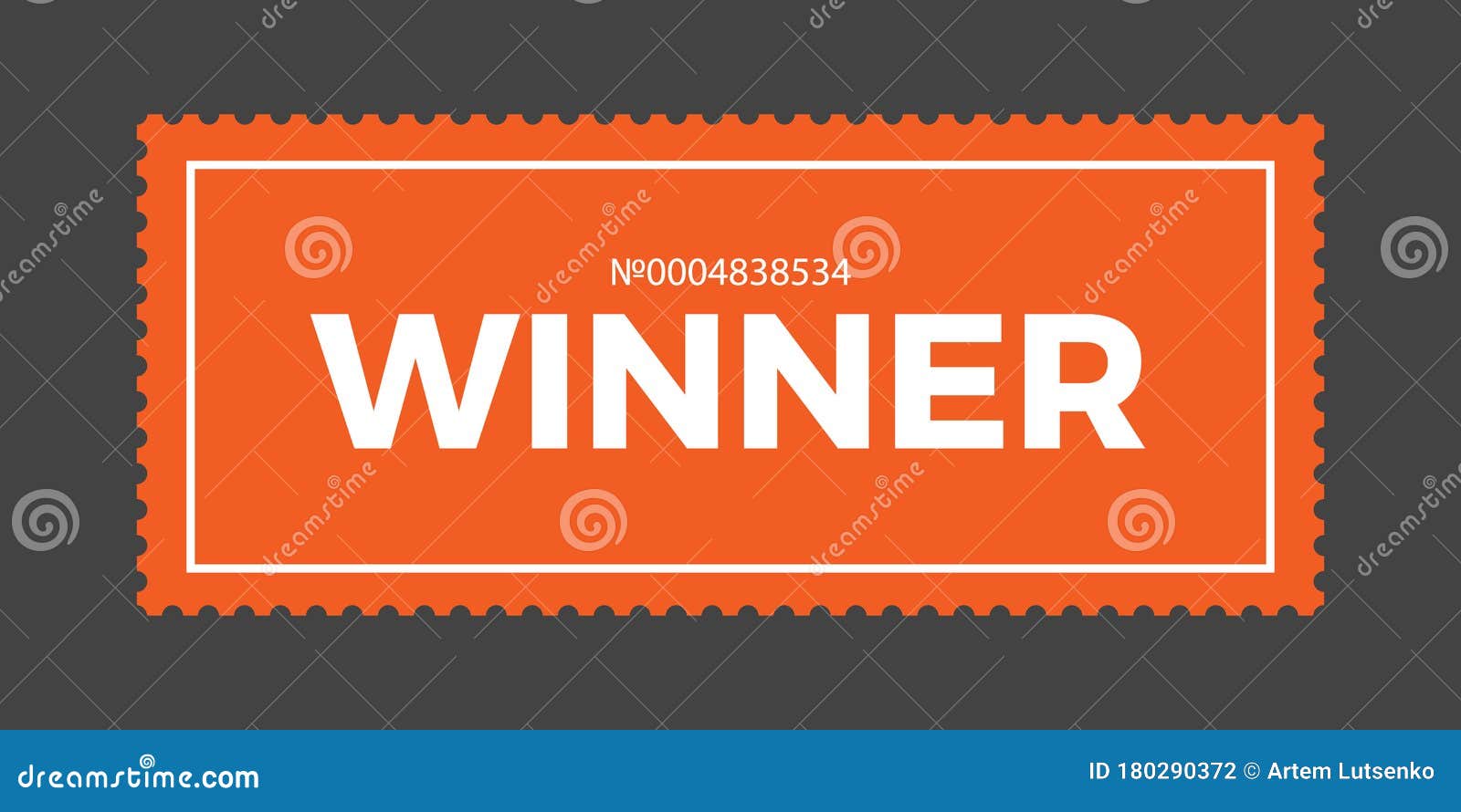 Winner Ticket Icon Vector Illustration In The Flat Style. Ticket Stub ...