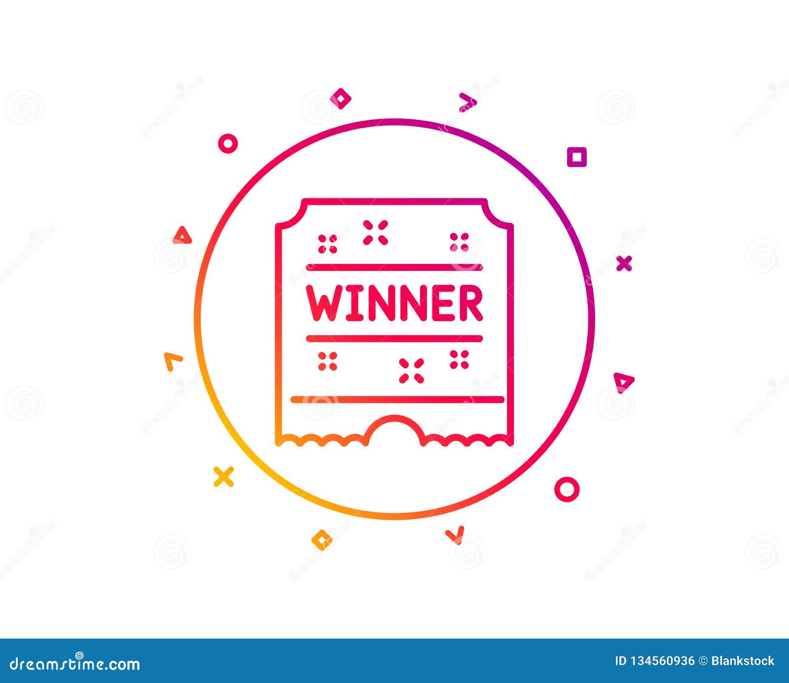 Winner Ticket Line Icon. Amusement Park Award Sign. Vector Stock Vector ...