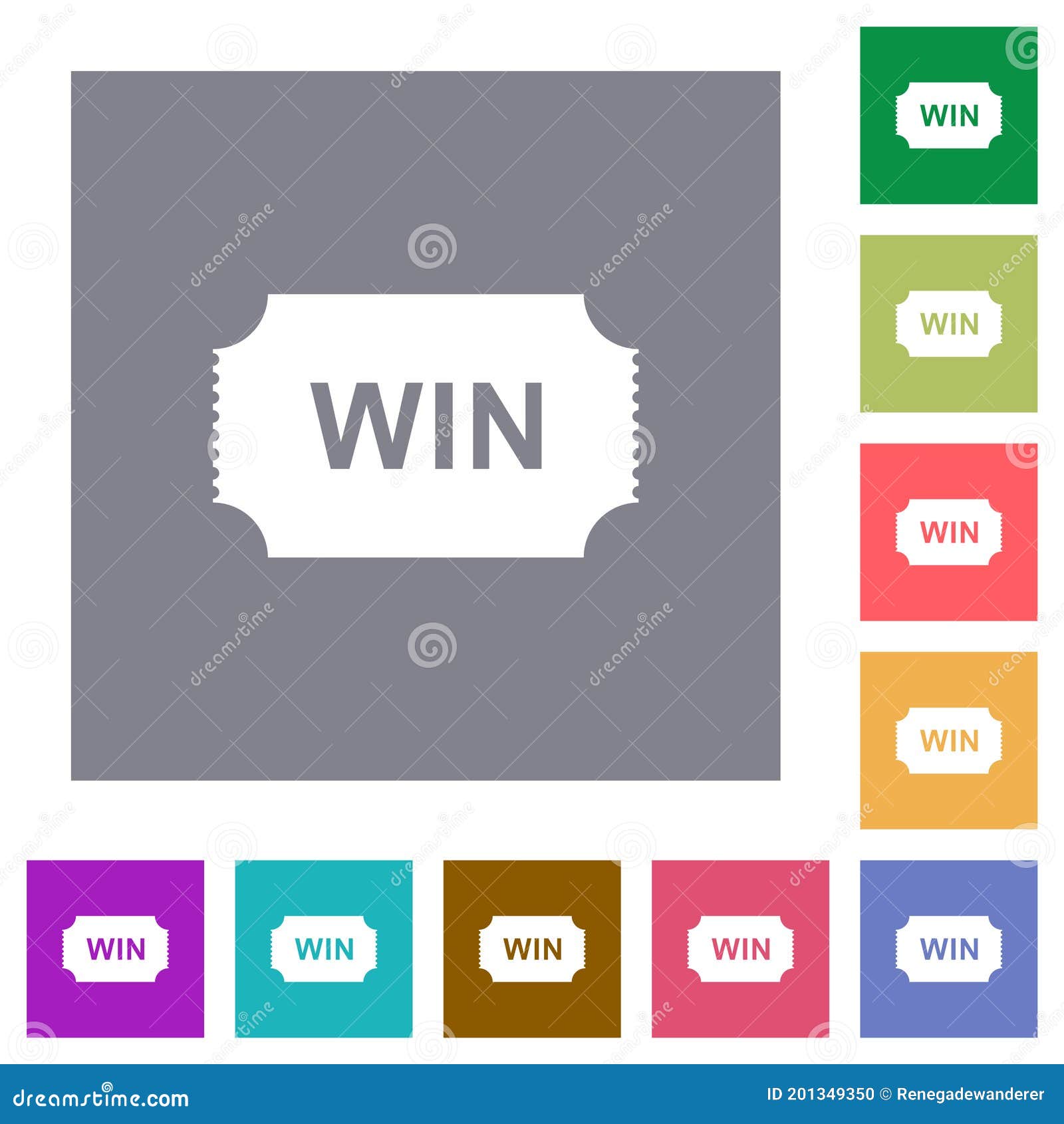 Winner Ticket Square Flat Icons Stock Vector - Illustration of ...