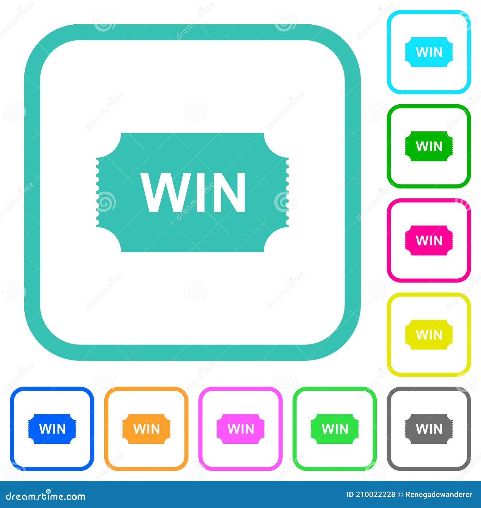 Winner Ticket Vivid Colored Flat Icons Stock Vector - Illustration of ...