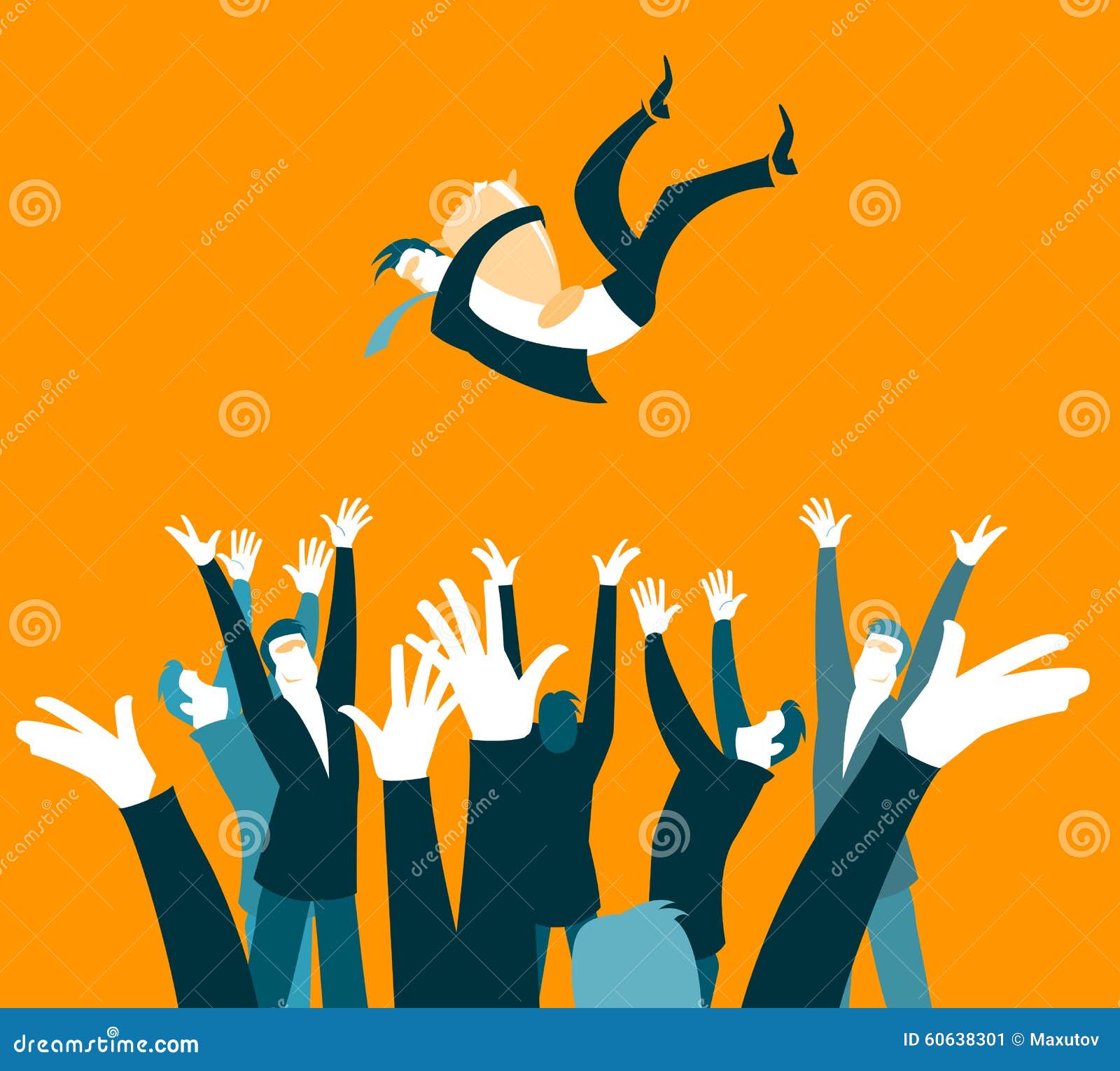 Winner Tossed Up with a Prize Stock Vector - Illustration of face ...