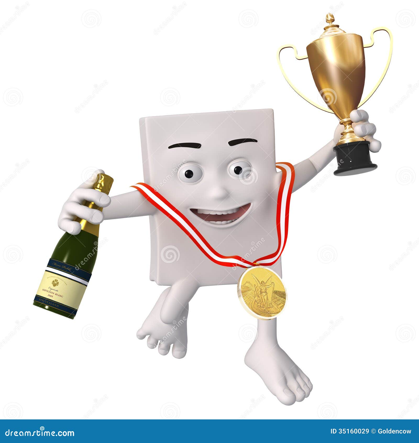 Winner with trophy stock illustration. Illustration of gold - 35160029