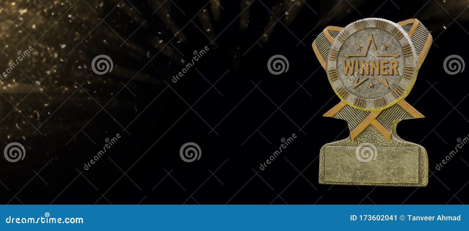 Winner Trophy on Black Banner Template. Celebration Concept Stock Image ...