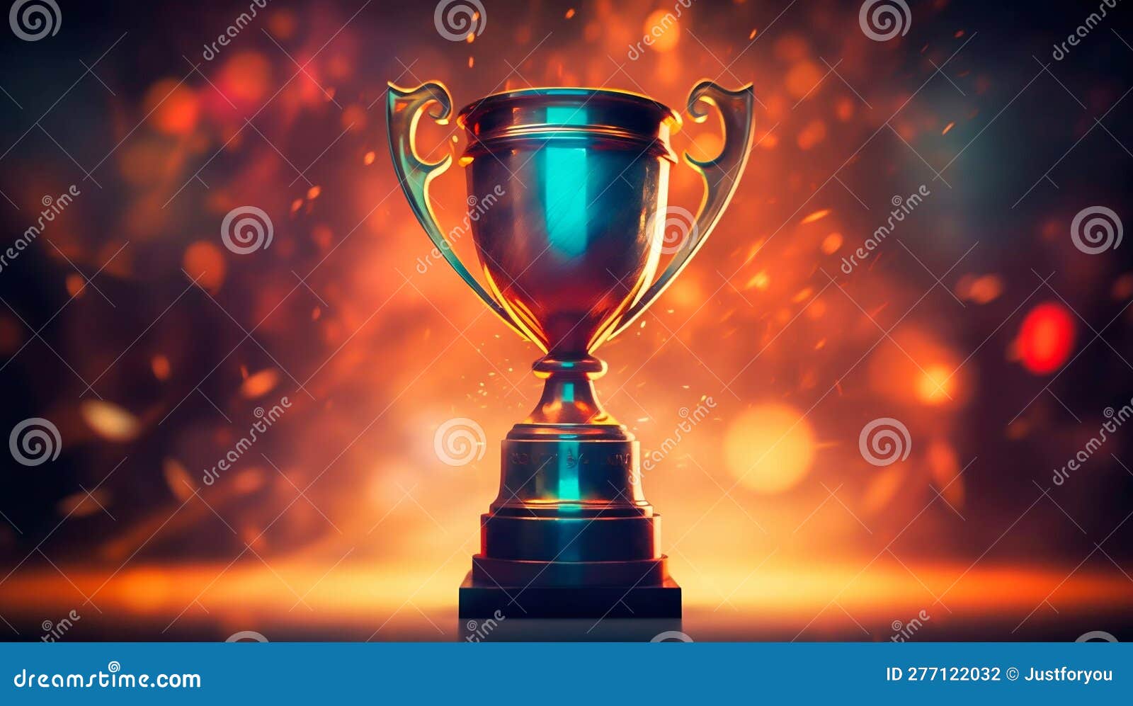 Winner Trophy with Flames and Blurred Background. Generative Ai Stock ...