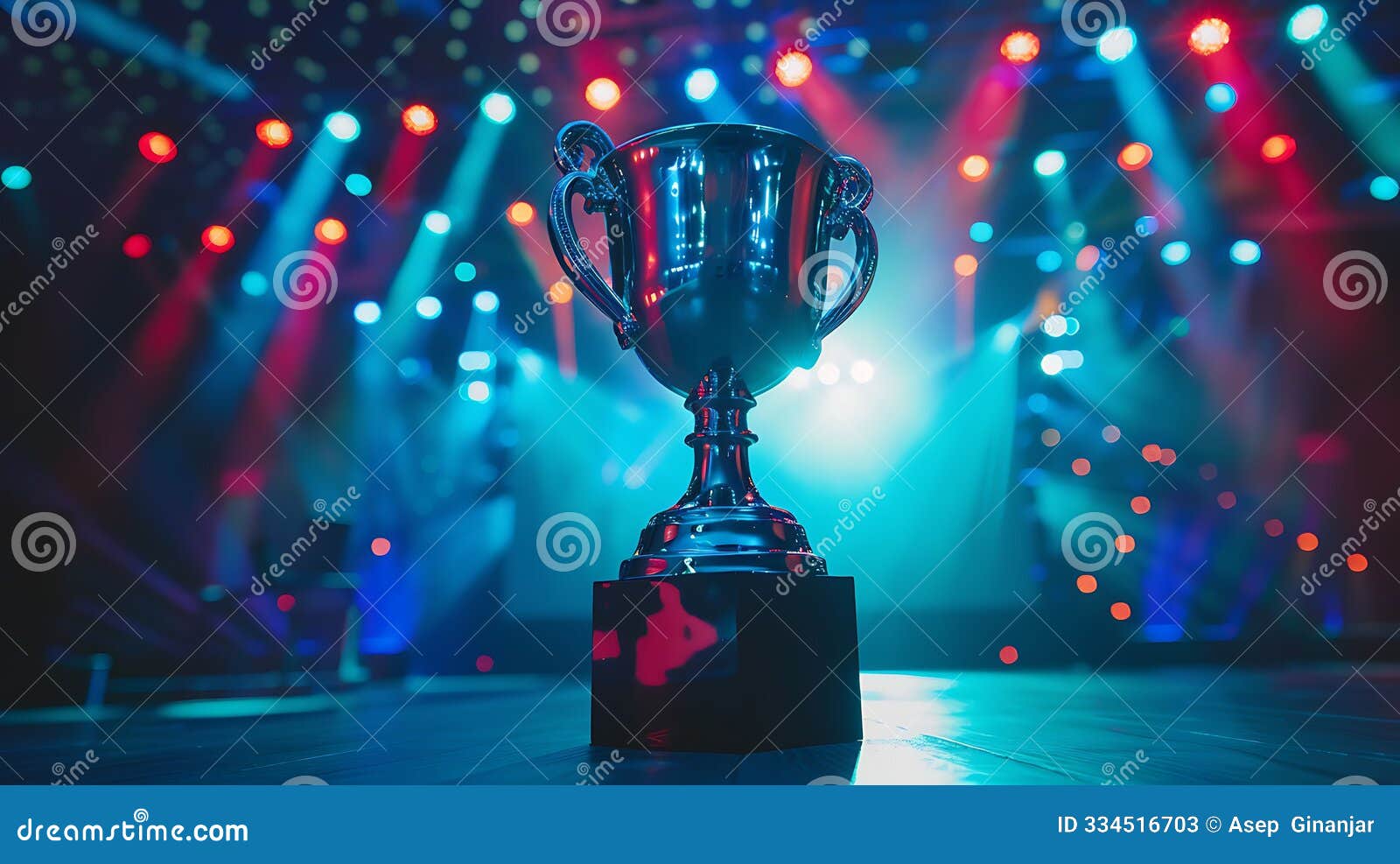 Winner Trophy with Stage Lights Stock Illustration - Illustration of ...