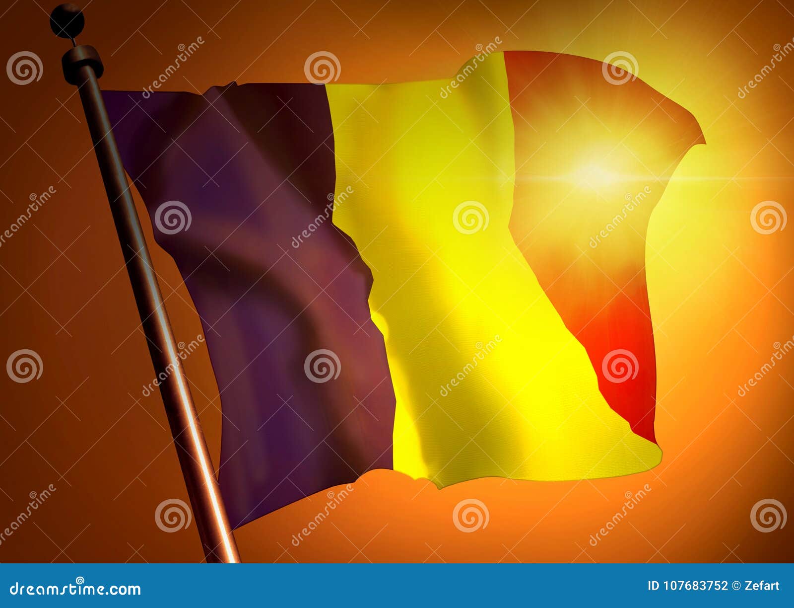 Chad Flag Against the Sunset Stock Illustration - Illustration of ...