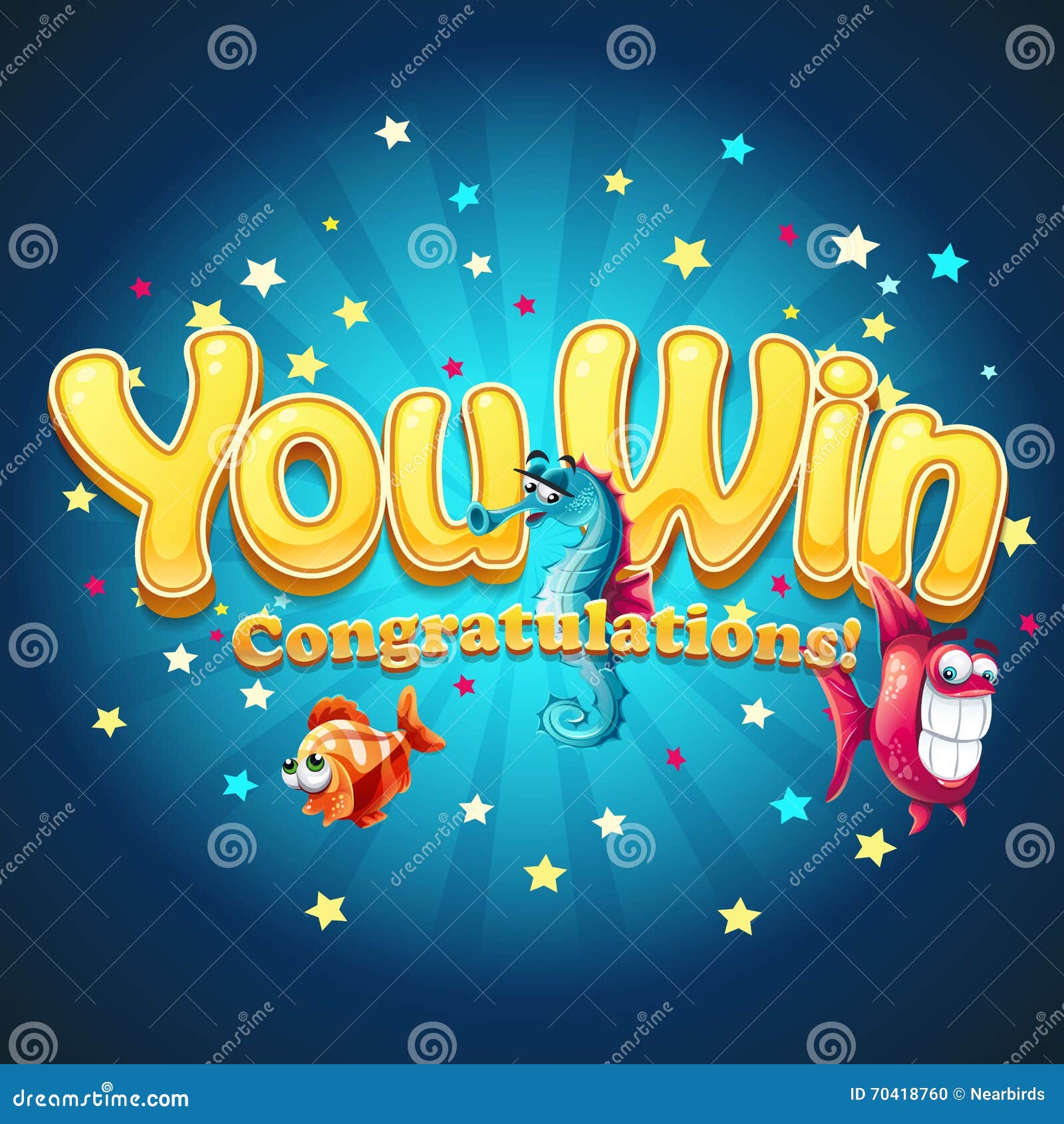 Winner Window with Fish in Depths Stock Vector - Illustration of ...