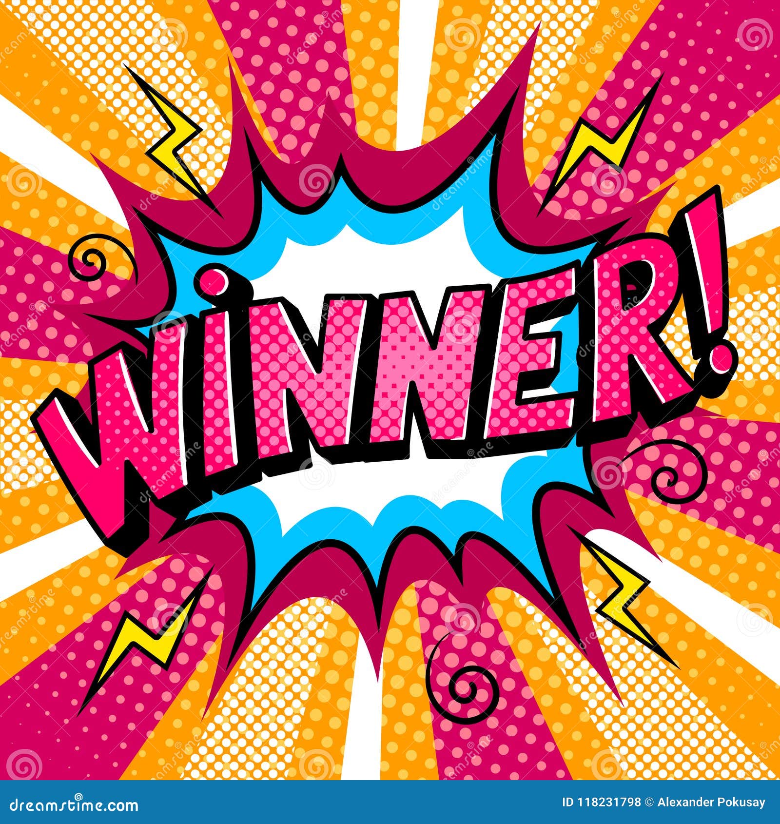 Winner Word Comic Book Pop Art Vector Illustration Stock Vector Illustration Of Vintage
