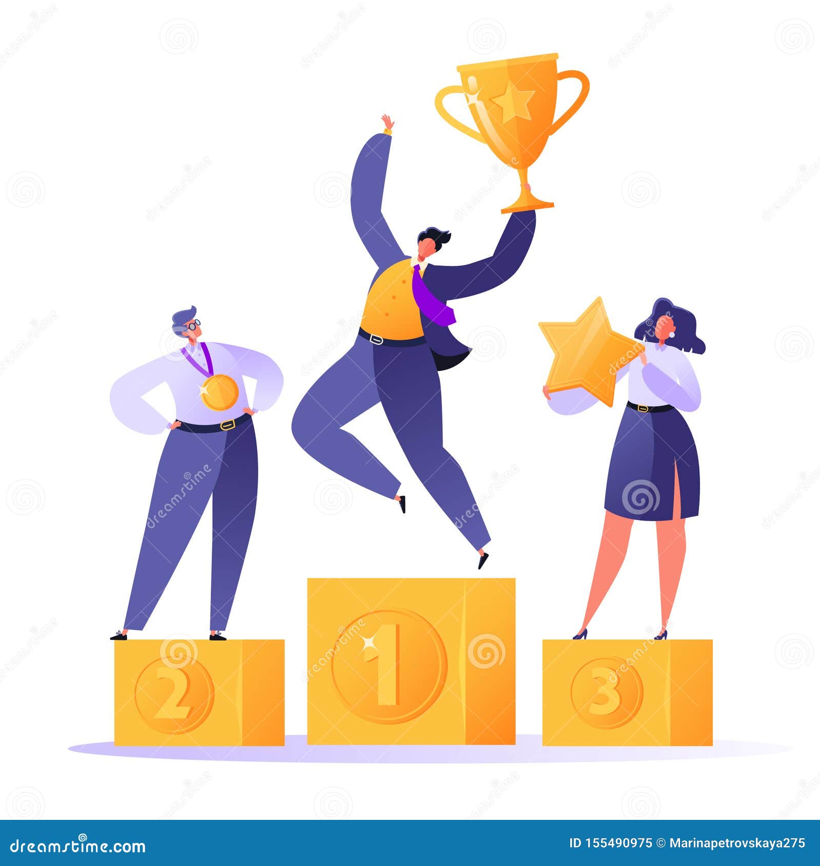 Winner Podium. Realistic Spotlight Pedestal, Stand Stage. First, Second ...