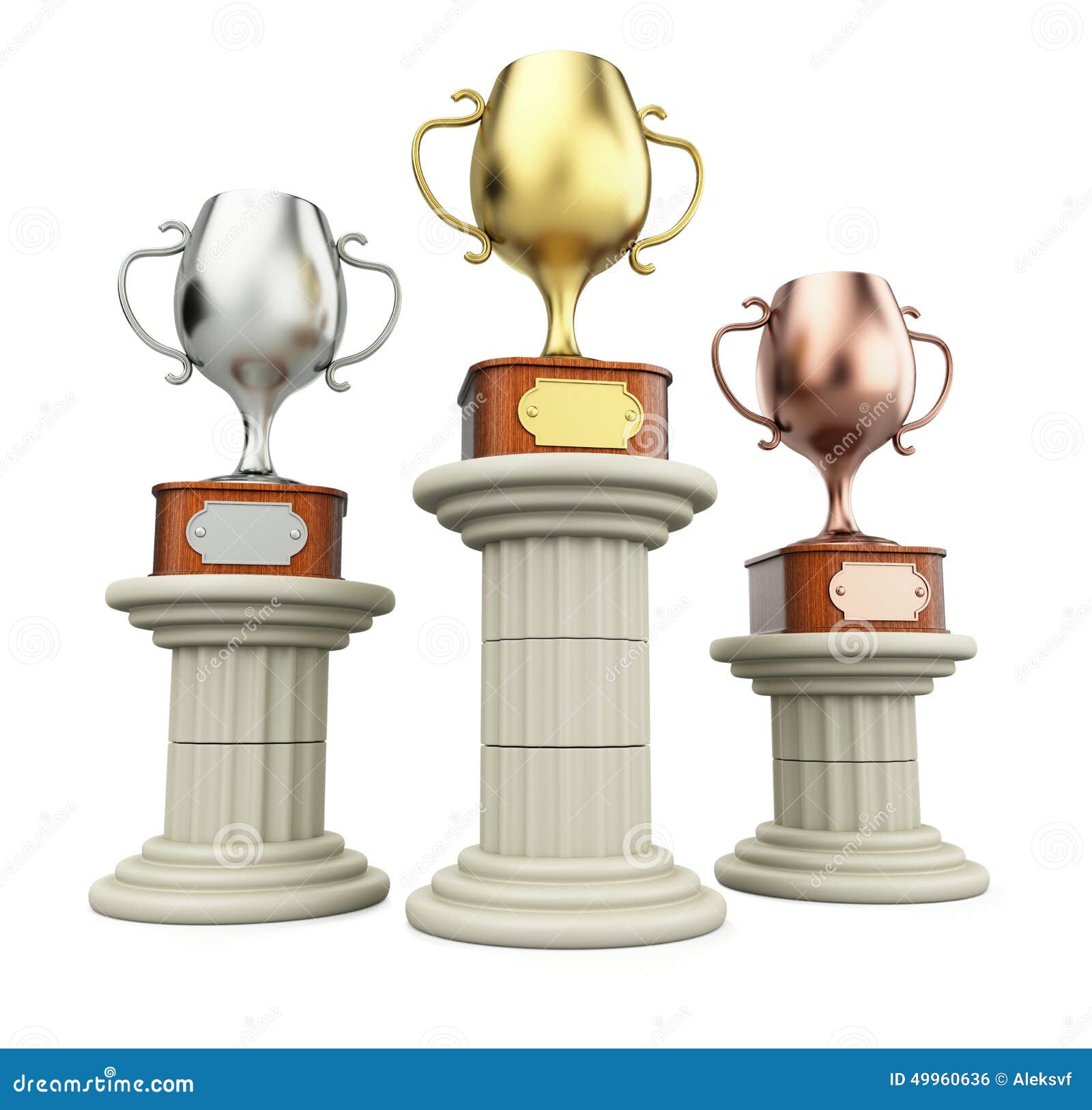 Winners cups on columns stock illustration. Illustration of gold - 49960636