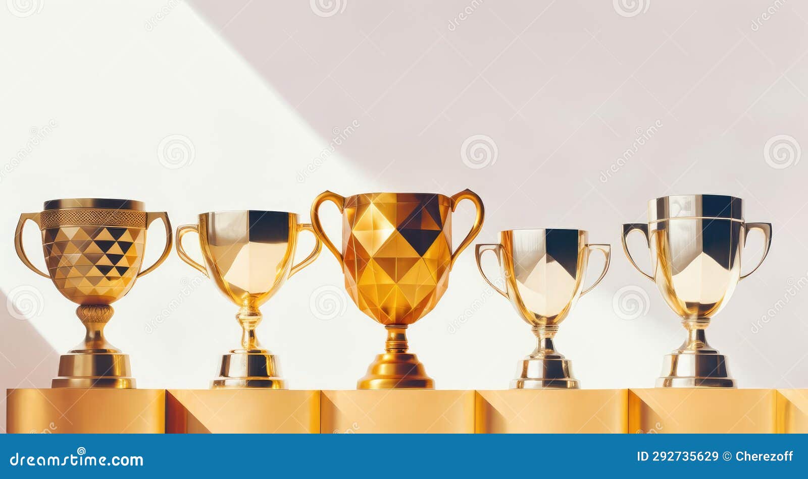 Winners Cups Stand in a Row Stock Illustration - Illustration of ...
