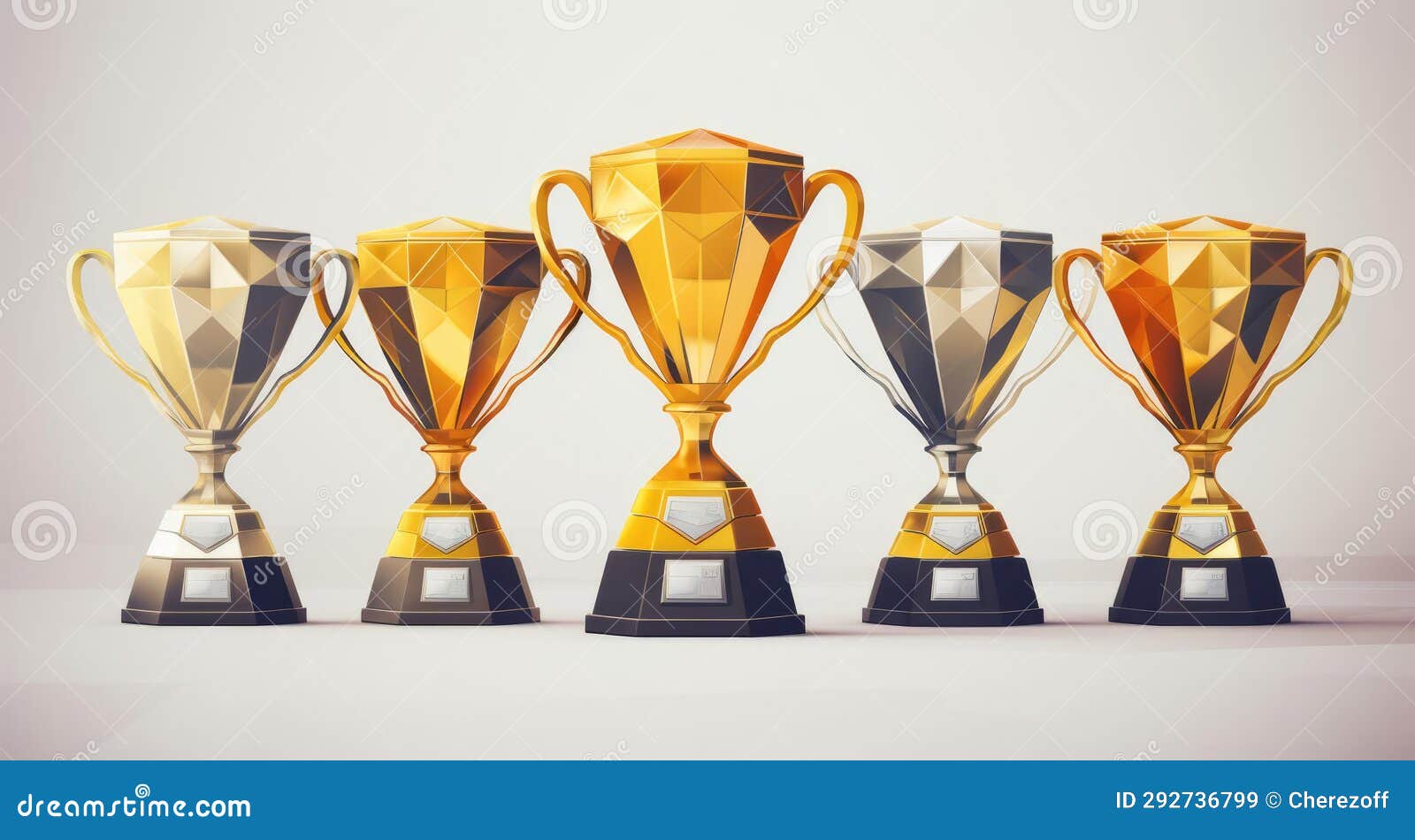 Winners Cups Stand in a Row Stock Illustration - Illustration of object ...