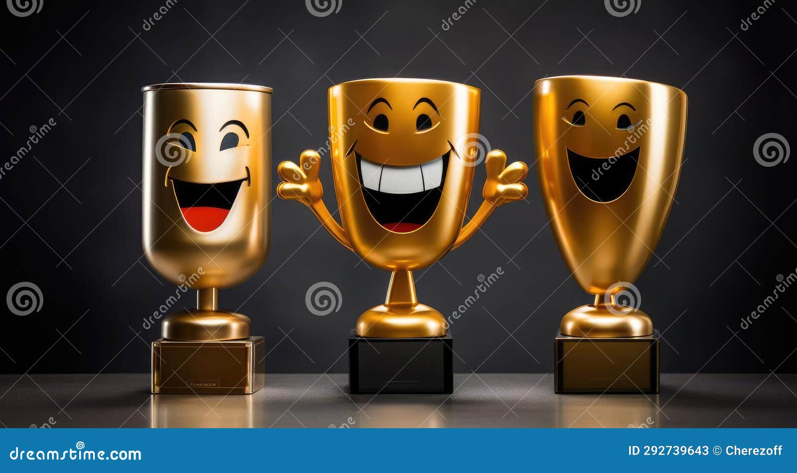 Winners Cups Stand in a Row Stock Illustration - Illustration of ...