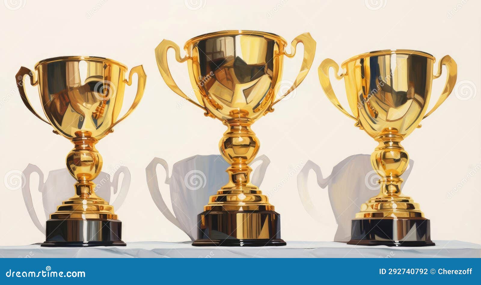Winners Cups Stand in a Row Stock Illustration - Illustration of ...