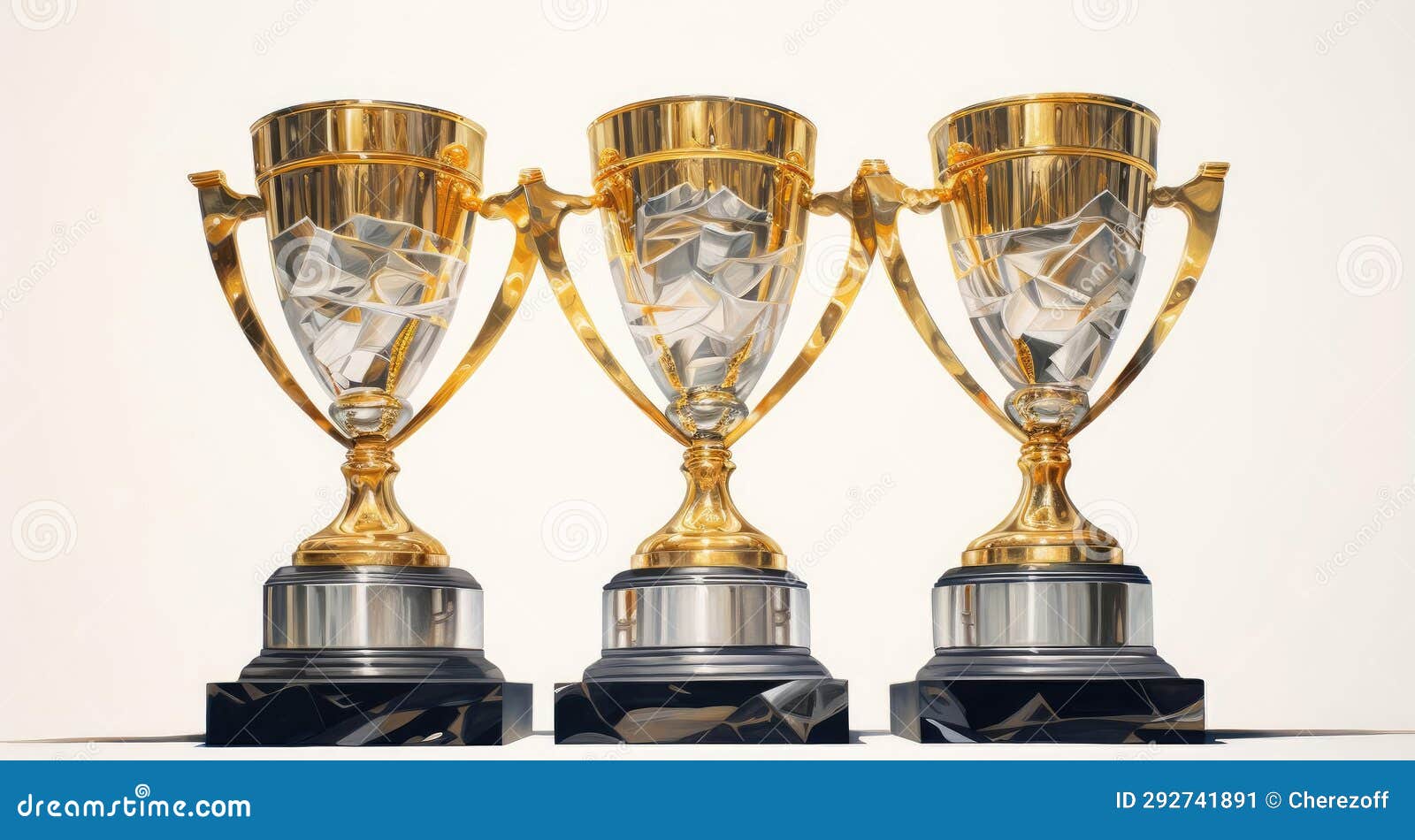 Winners Cups Stand in a Row Stock Illustration - Illustration of award ...