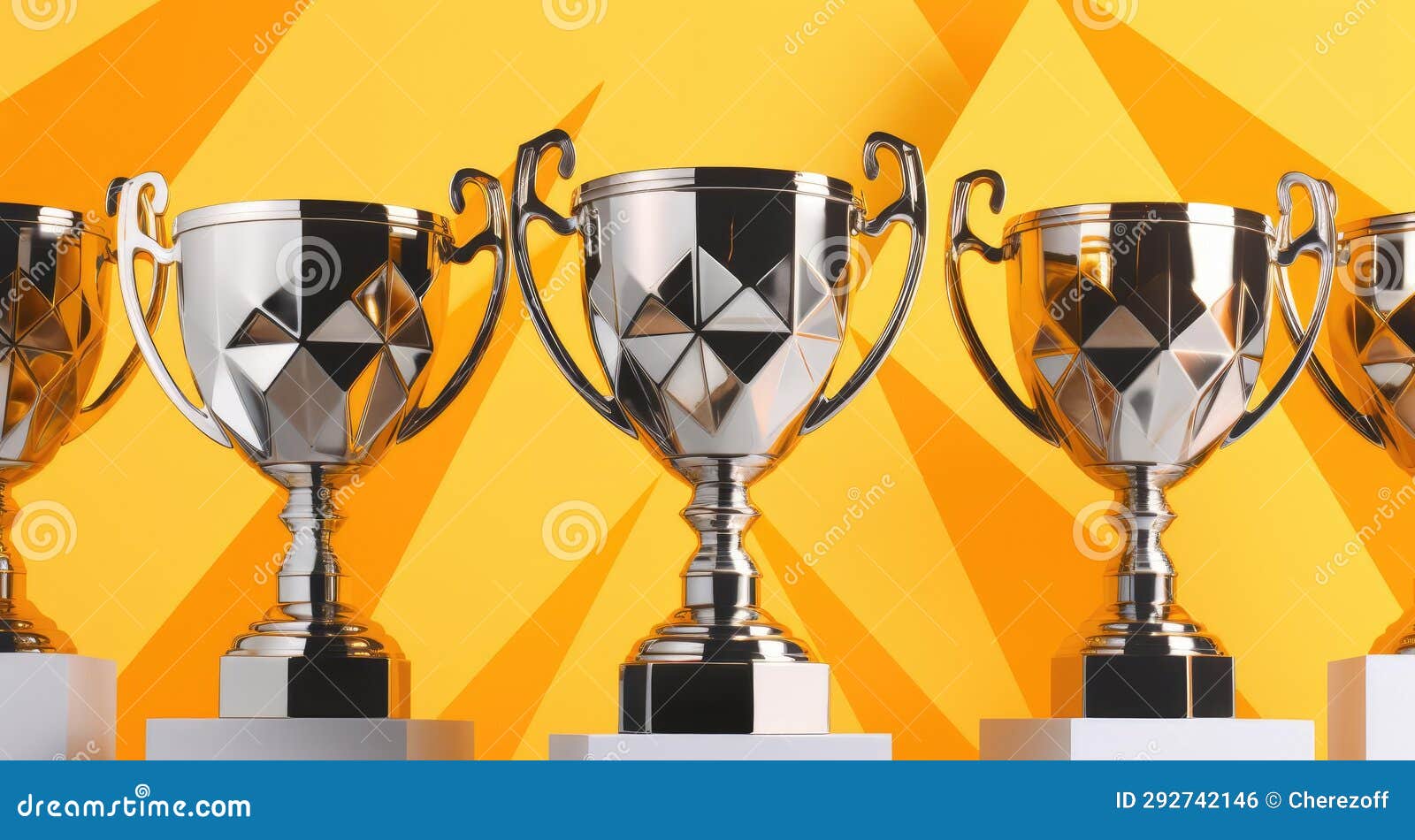 Winners Cups Stand in a Row Stock Illustration - Illustration of game ...