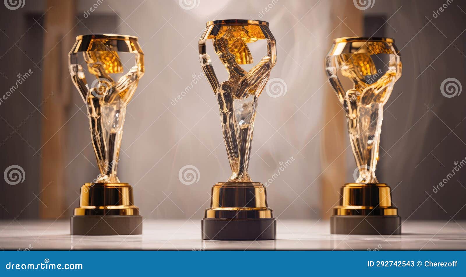 Winners Cups Stand in a Row Stock Illustration - Illustration of ...