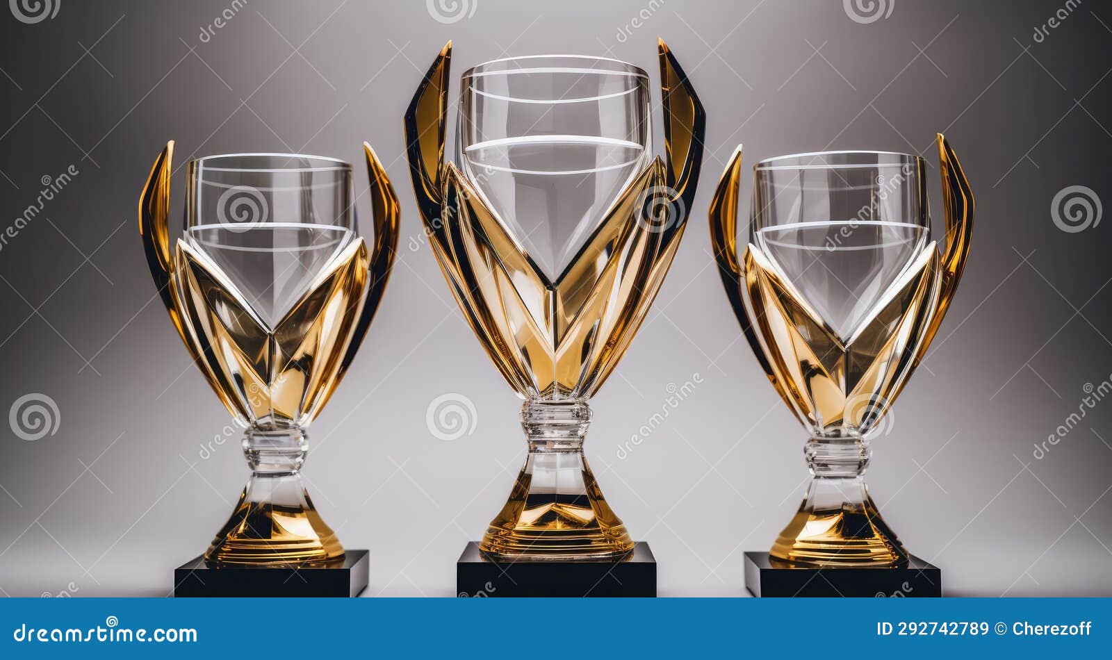 Winners Cups Stand in a Row Stock Illustration - Illustration of ...